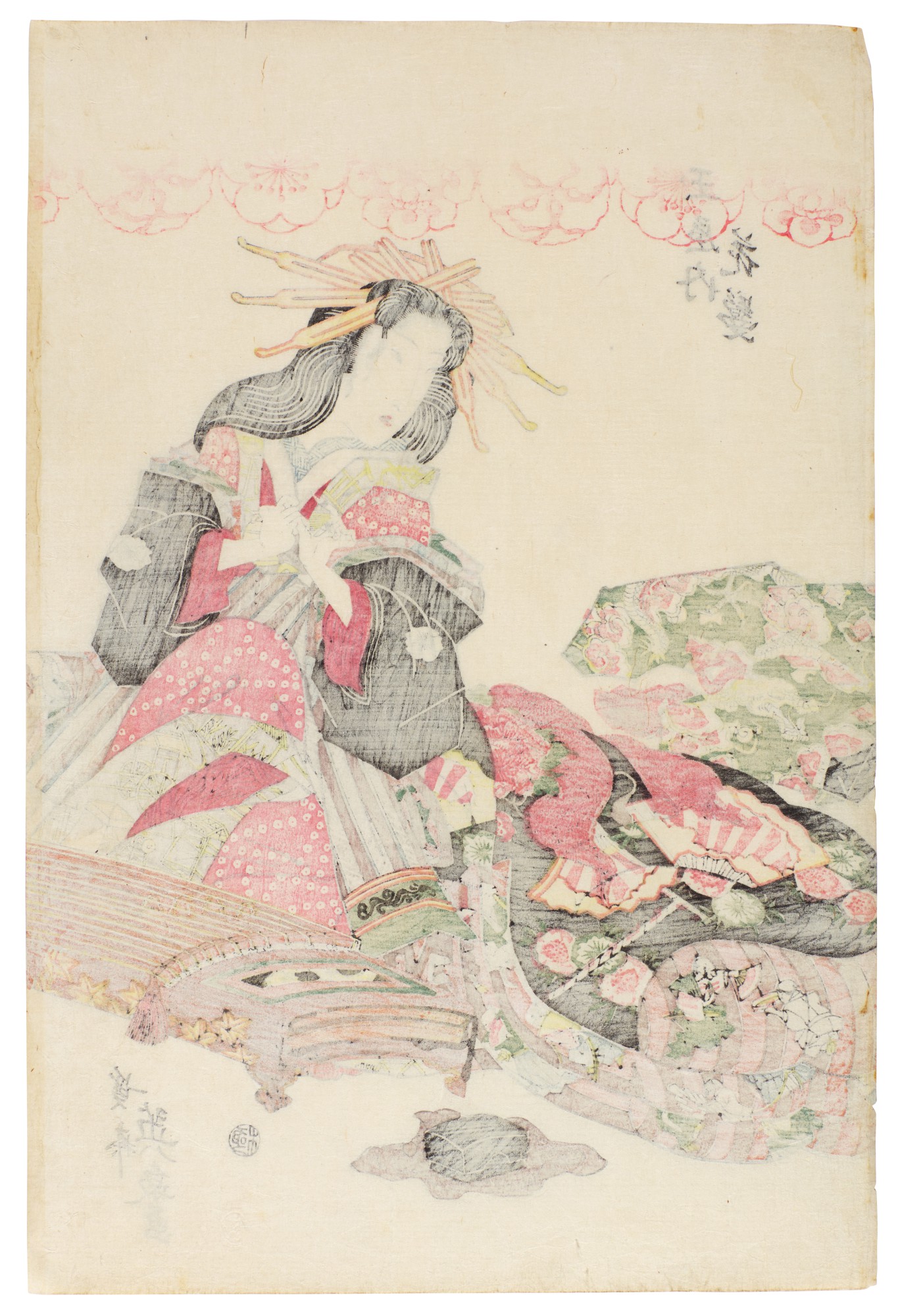 Keisai Eisen (1790-1848) The courtesans Hanamurasaki, Hanakazura and ...