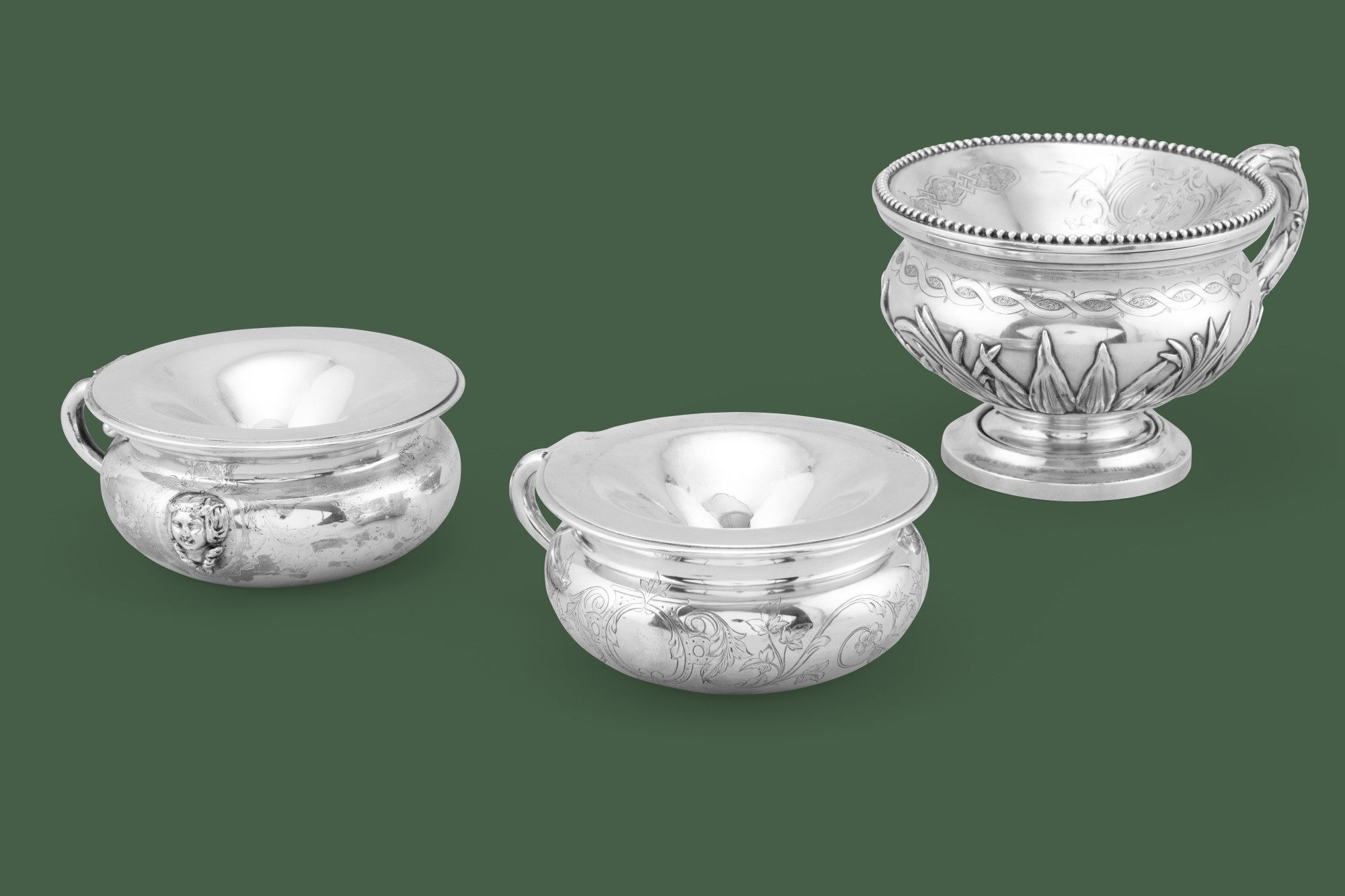 Three silver spitoons, France, circa 1860, the first Jean-François ...