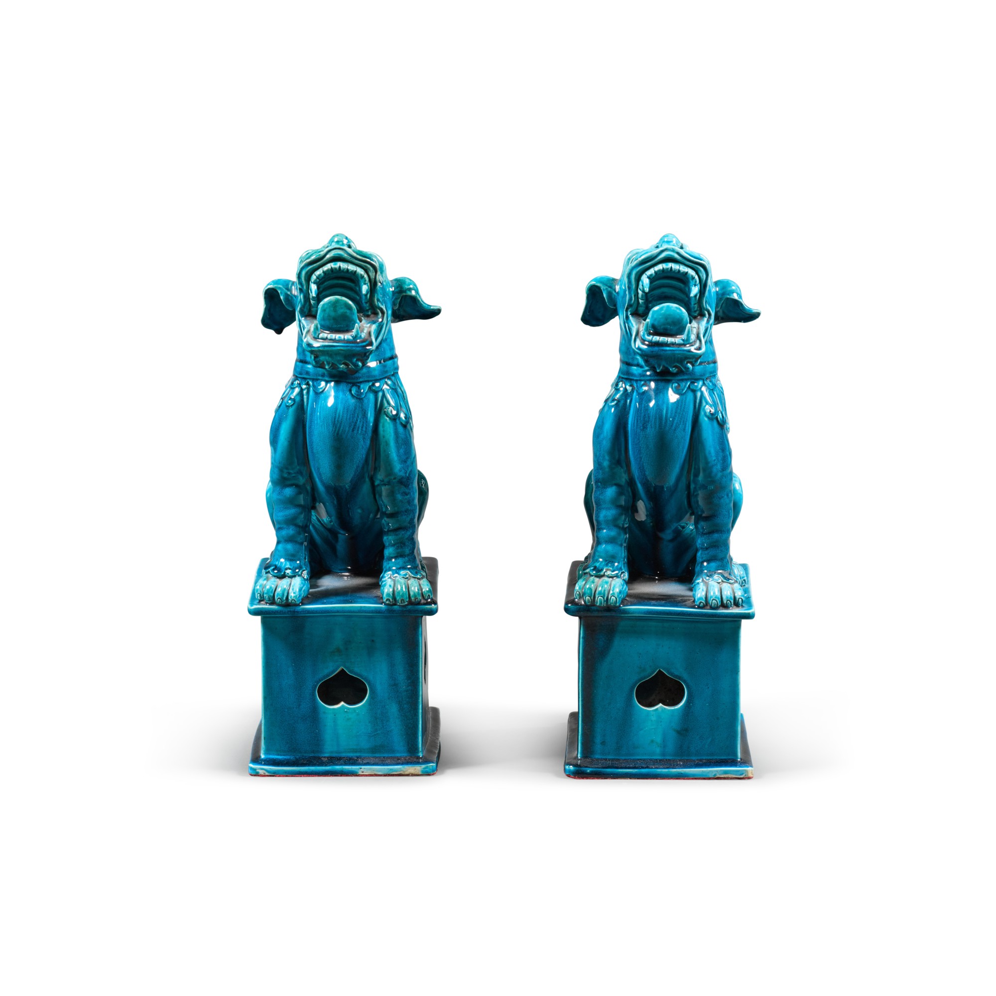 A pair of Chinese turquoise-glazed Buddhist lions, Qing dynasty, 19th ...