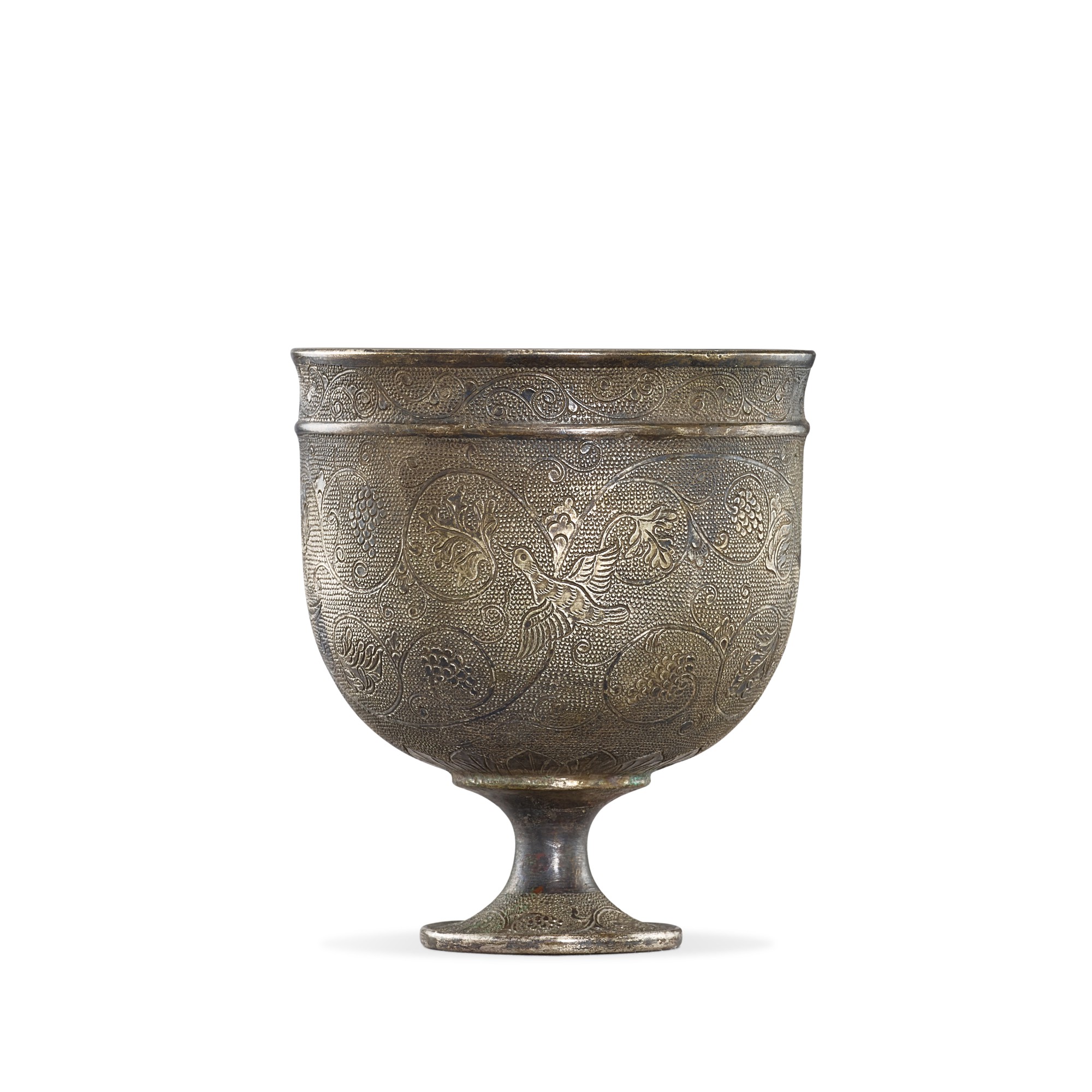A silver stem cup, Tang dynasty 唐 銀鏨纏枝葡萄鳥紋高足盃 | CHINA / 5000 YEARS ...