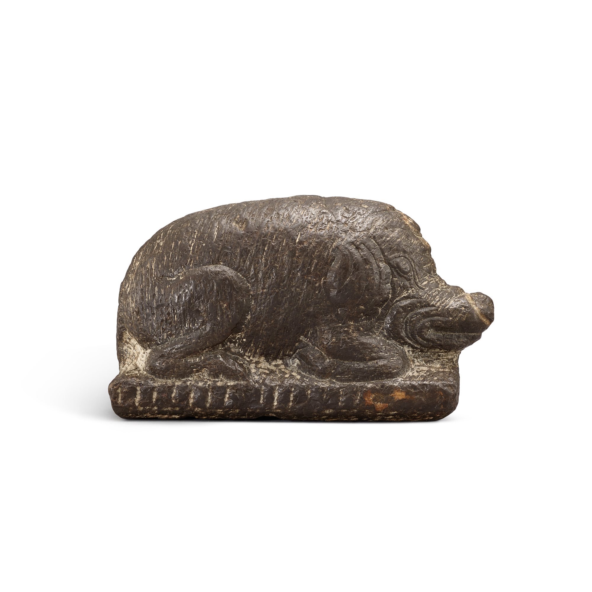 A carved stone figure of a recumbent boar, Tang dynasty 唐 石雕臥豕 ...