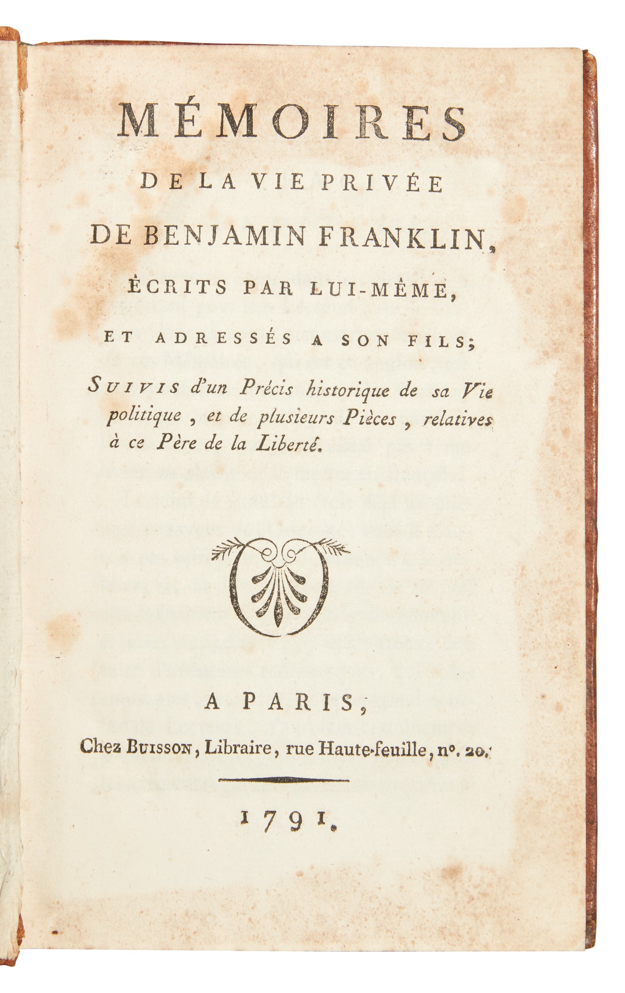 Franklin, Benjamin | First edition of this portion of Franklin's ...