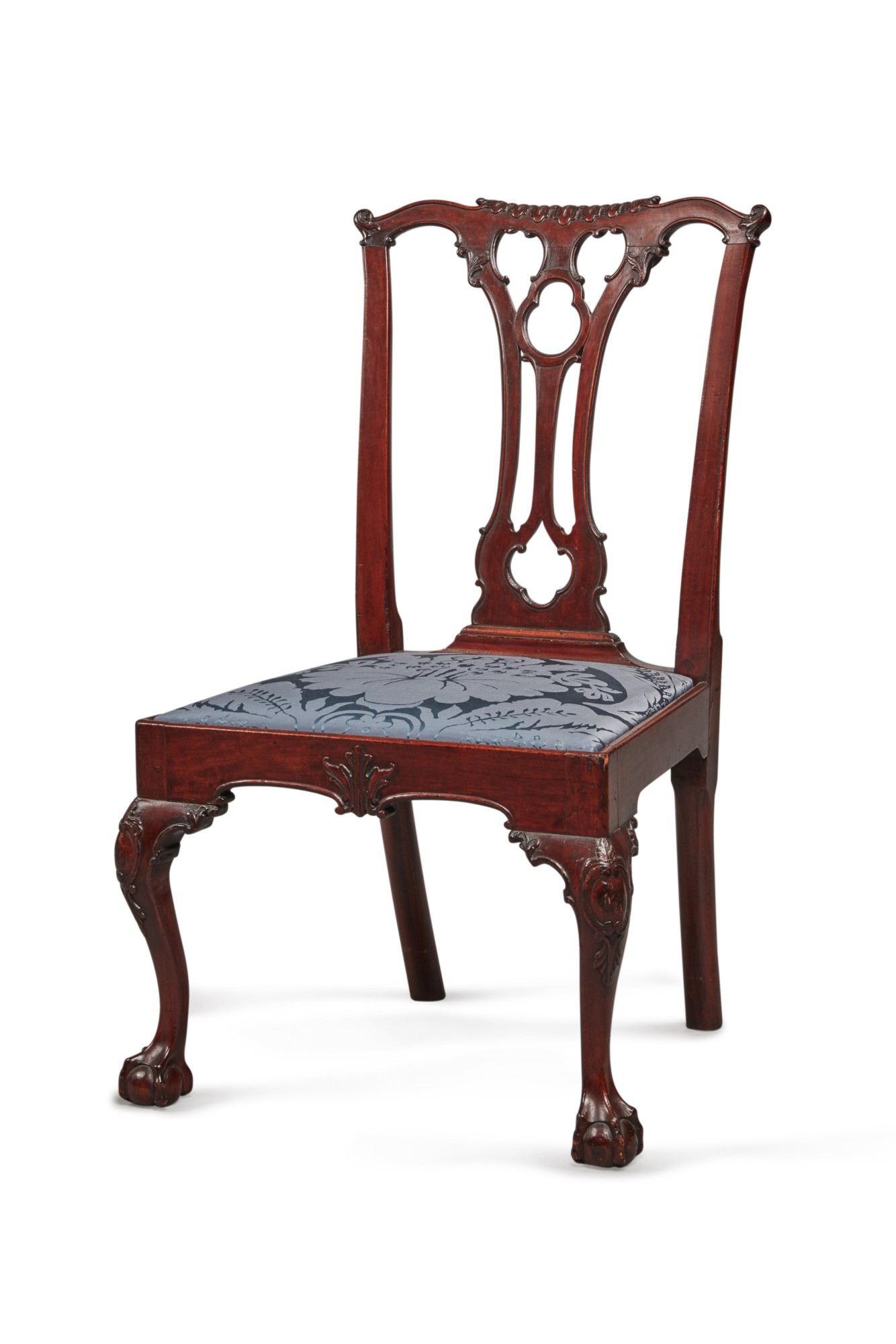Important Set of Four Very Fine and Rare Chippendale Carved Mahogany ...