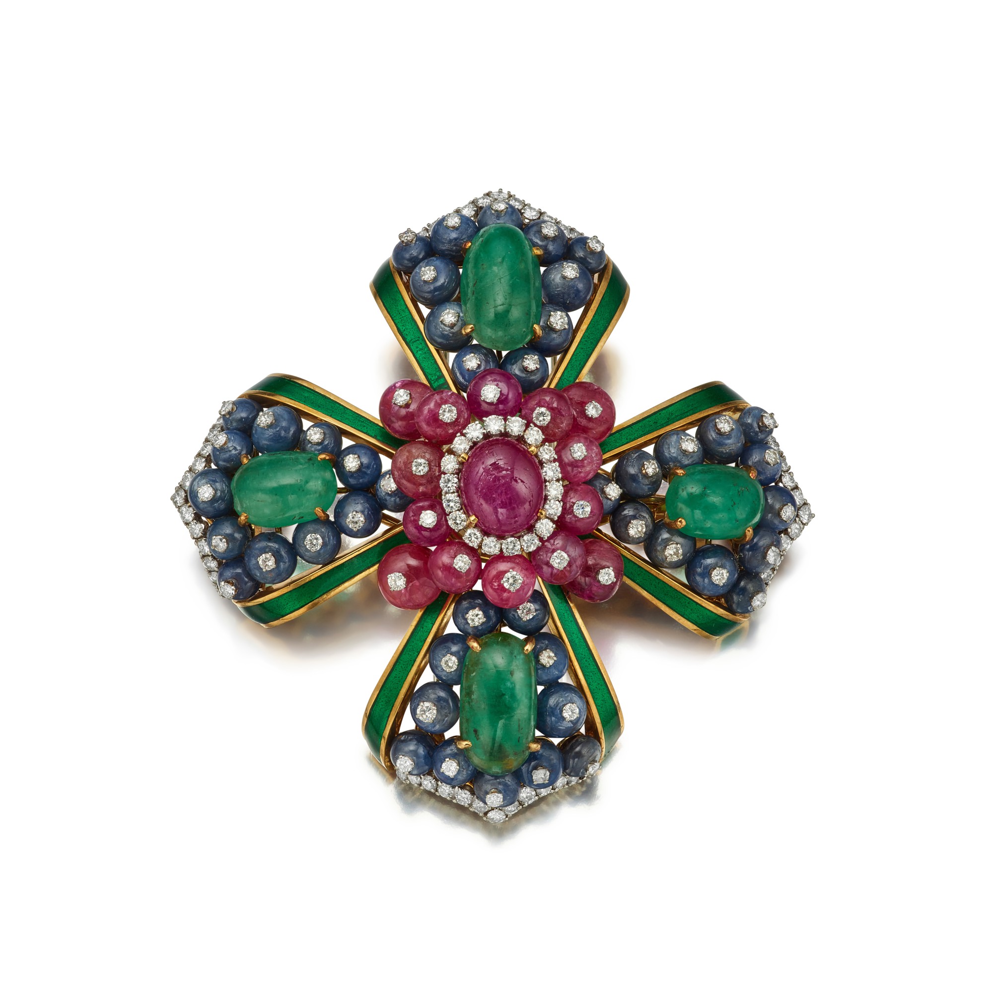 David Webb | Colored Stone, Enamel and Diamond Pendant-Brooch ...