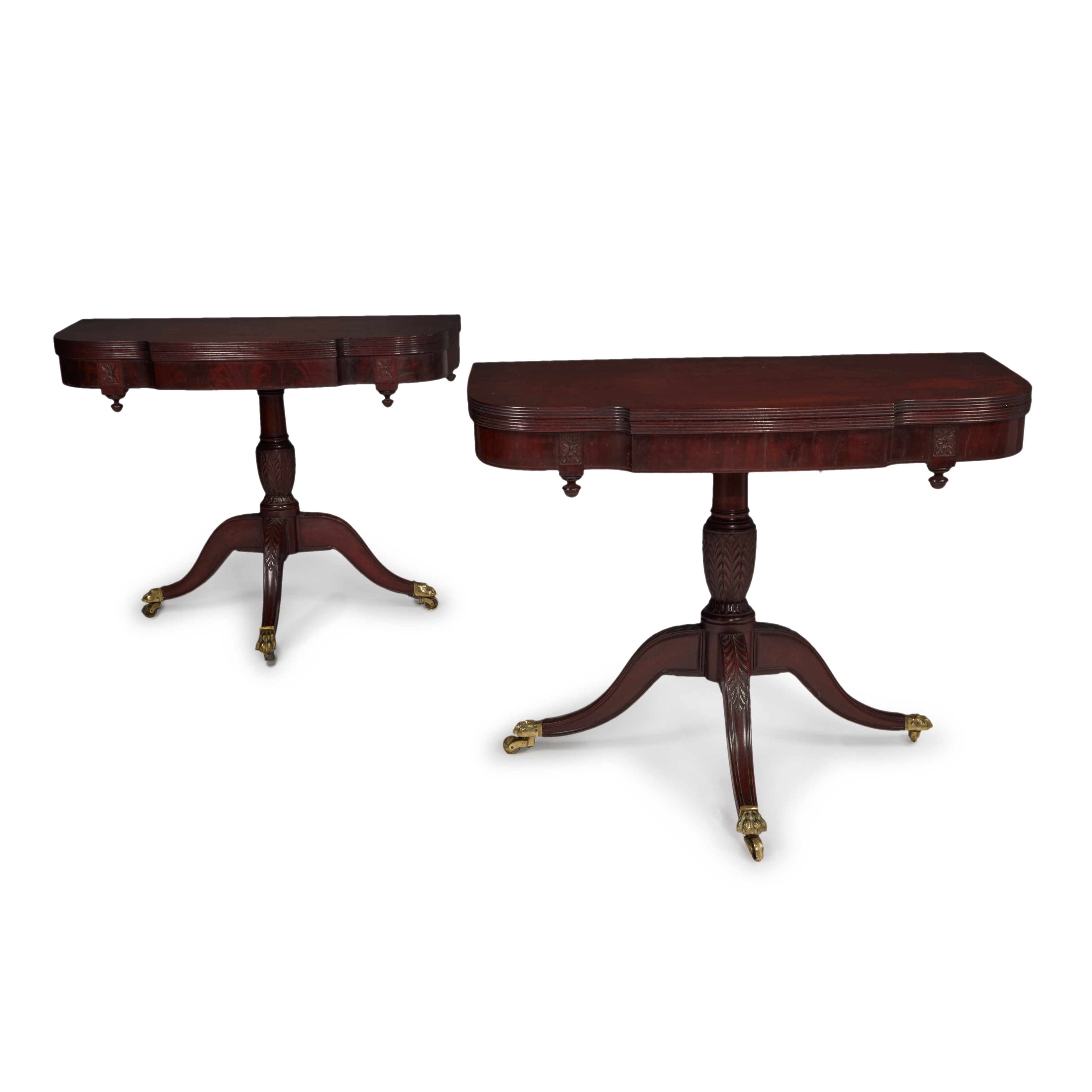 Associated Pair of Classical Carved and Figured Mahogany Games Tables ...