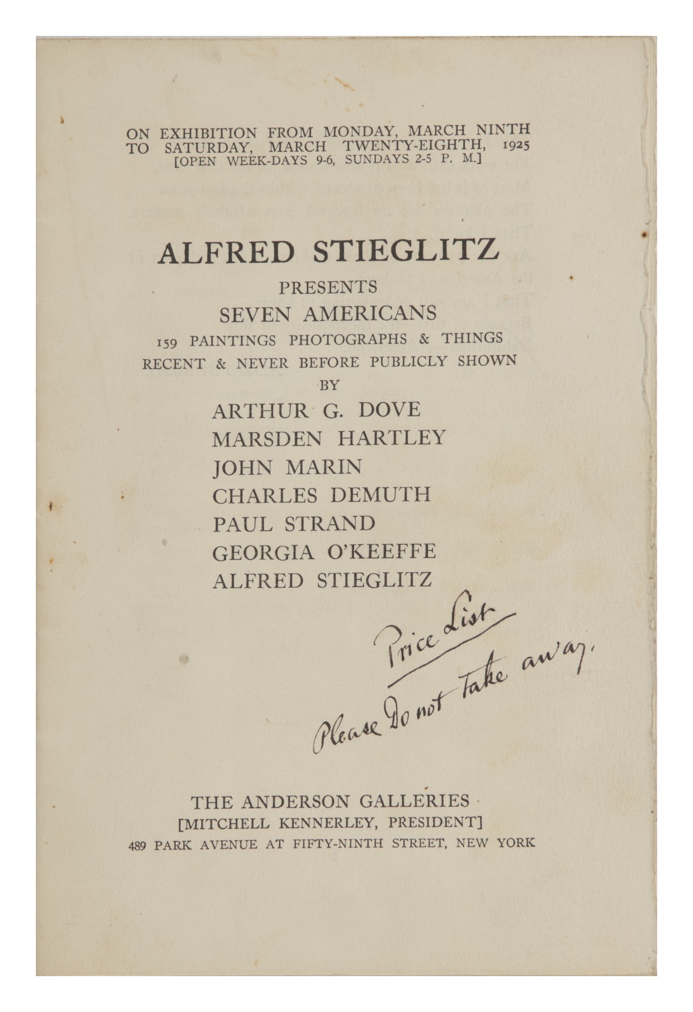 ALFRED STIEGLITZ | COLLECTION OF STIEGLITZ GALLERY CATALOGUES FOR AN ...