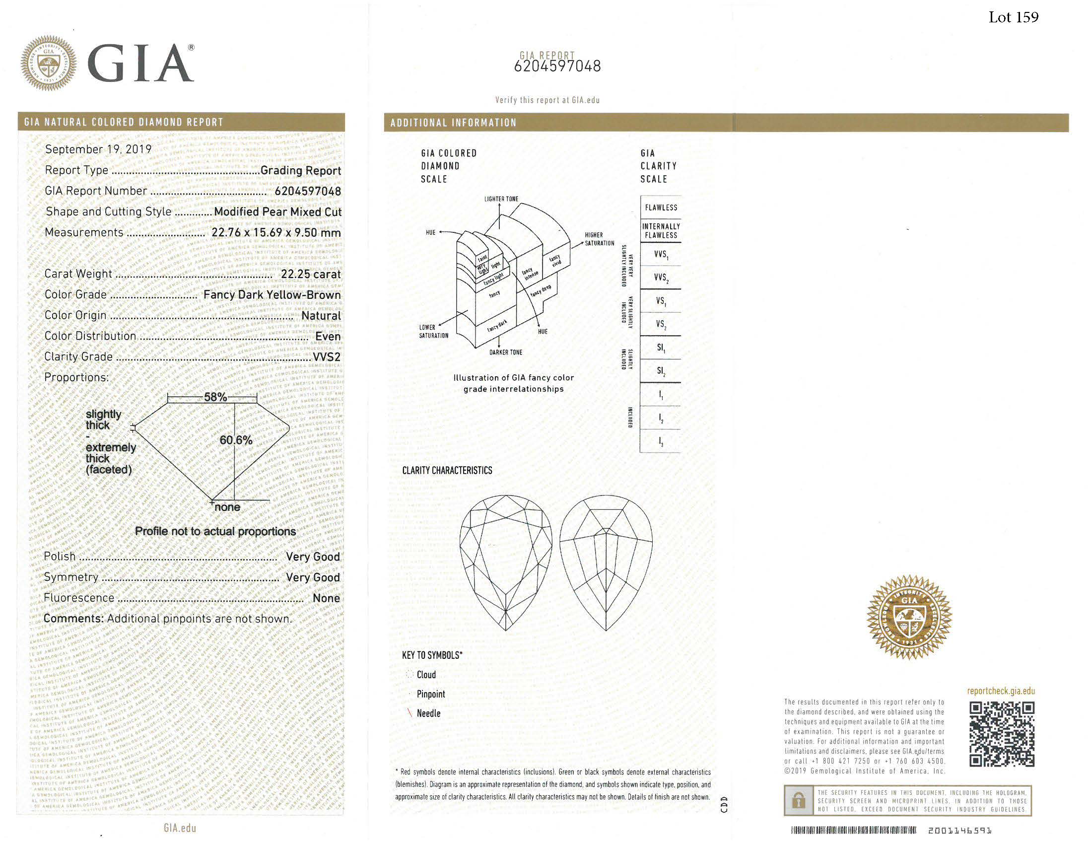 Fancy Dark Yellow-Brown Diamond and Diamond Pendant | Important Jewels ...