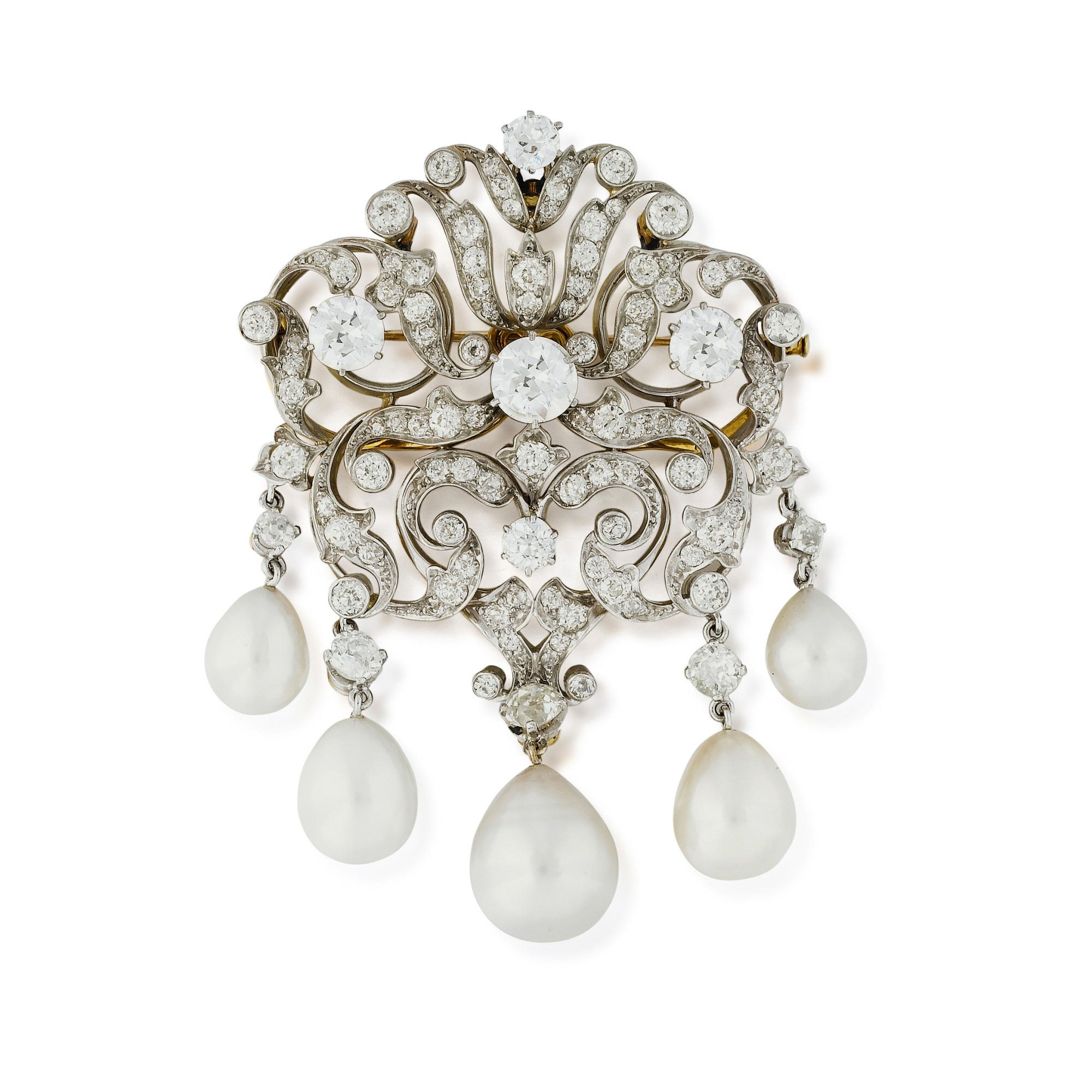 A cultured pearl and diamond brooch, France, Early 20th century | Hôtel ...