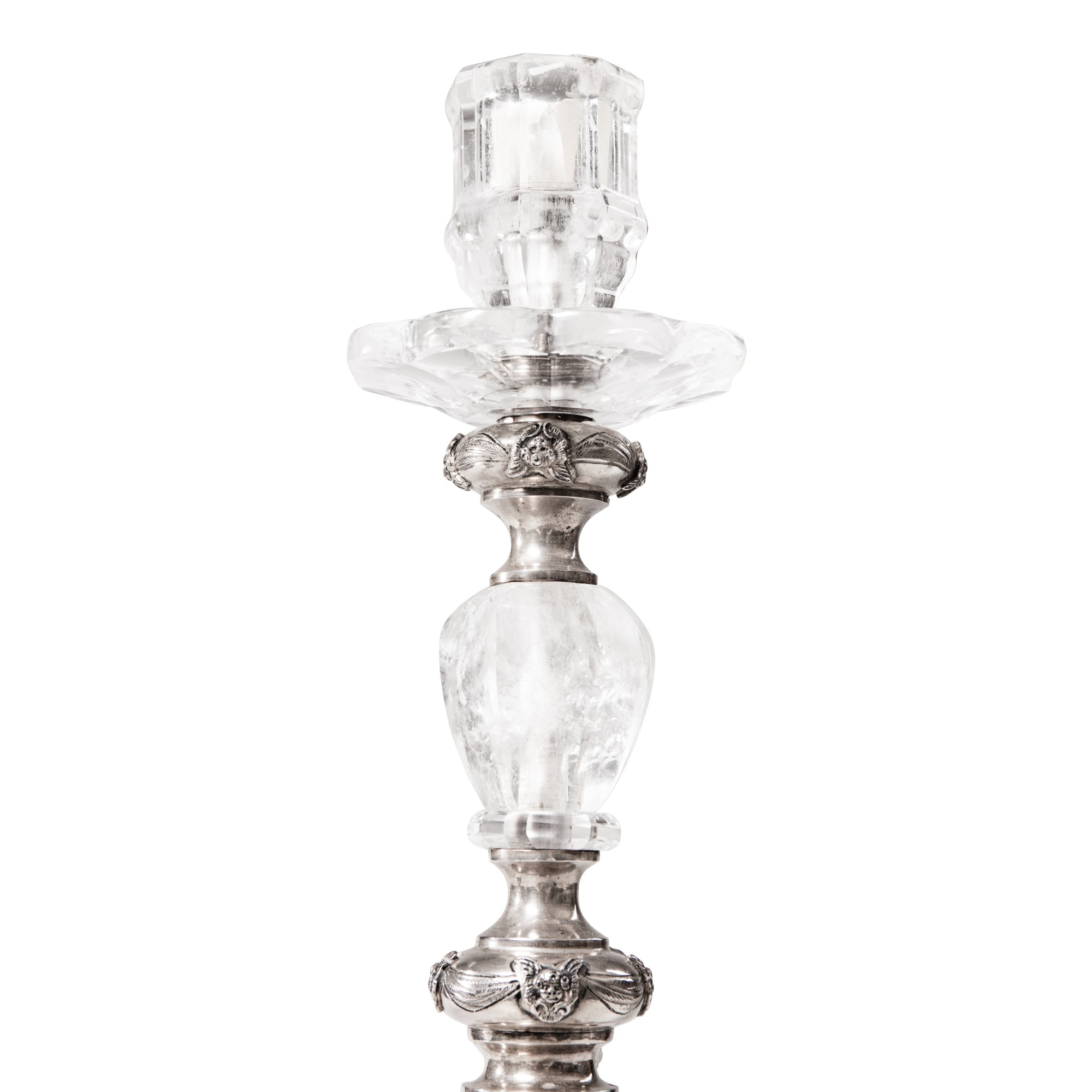 A pair of Austro-Hungarian silver-mounted rock crystal candlesticks ...