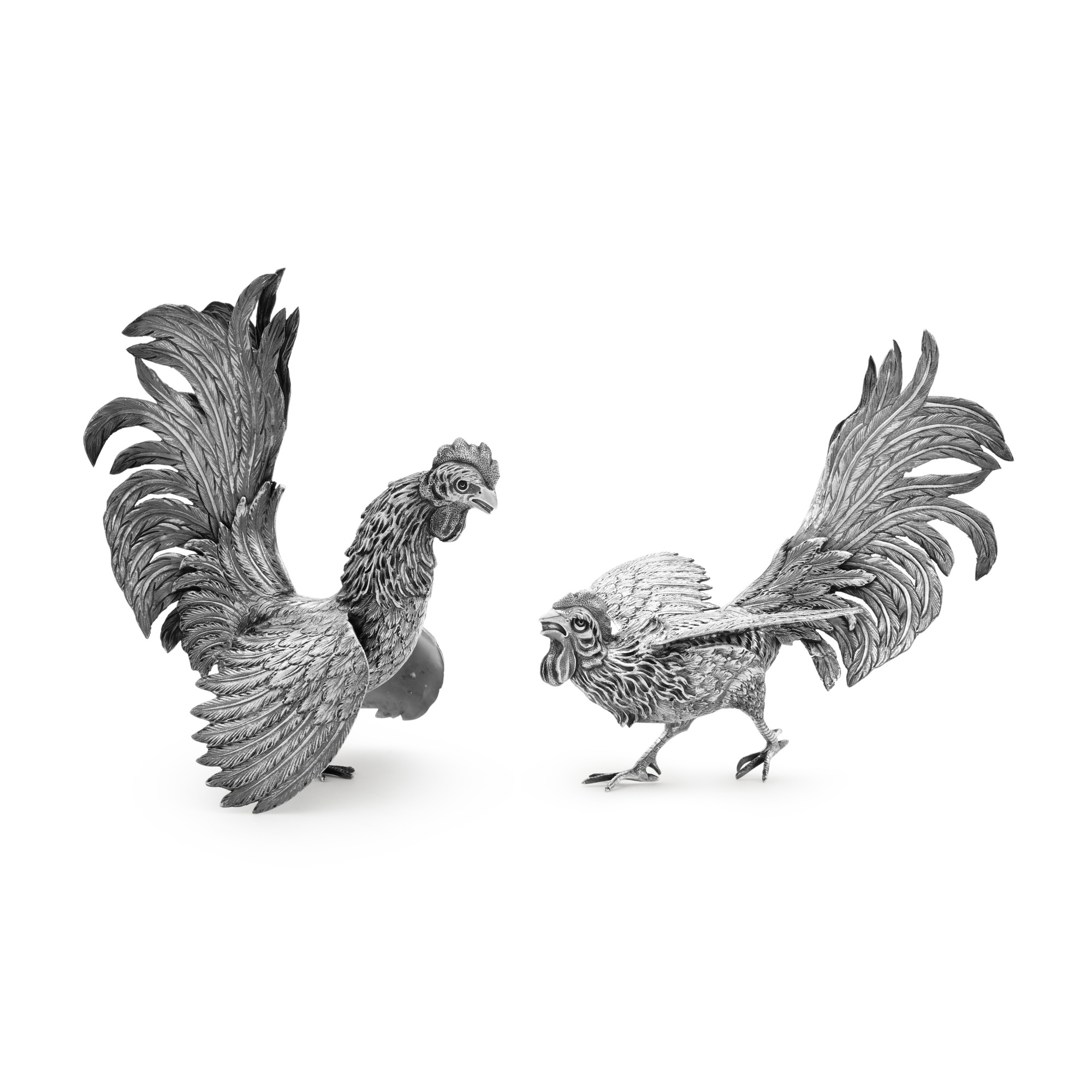 A Pair of Continental Silver Roosters, Mid 20th Century | Style: New ...