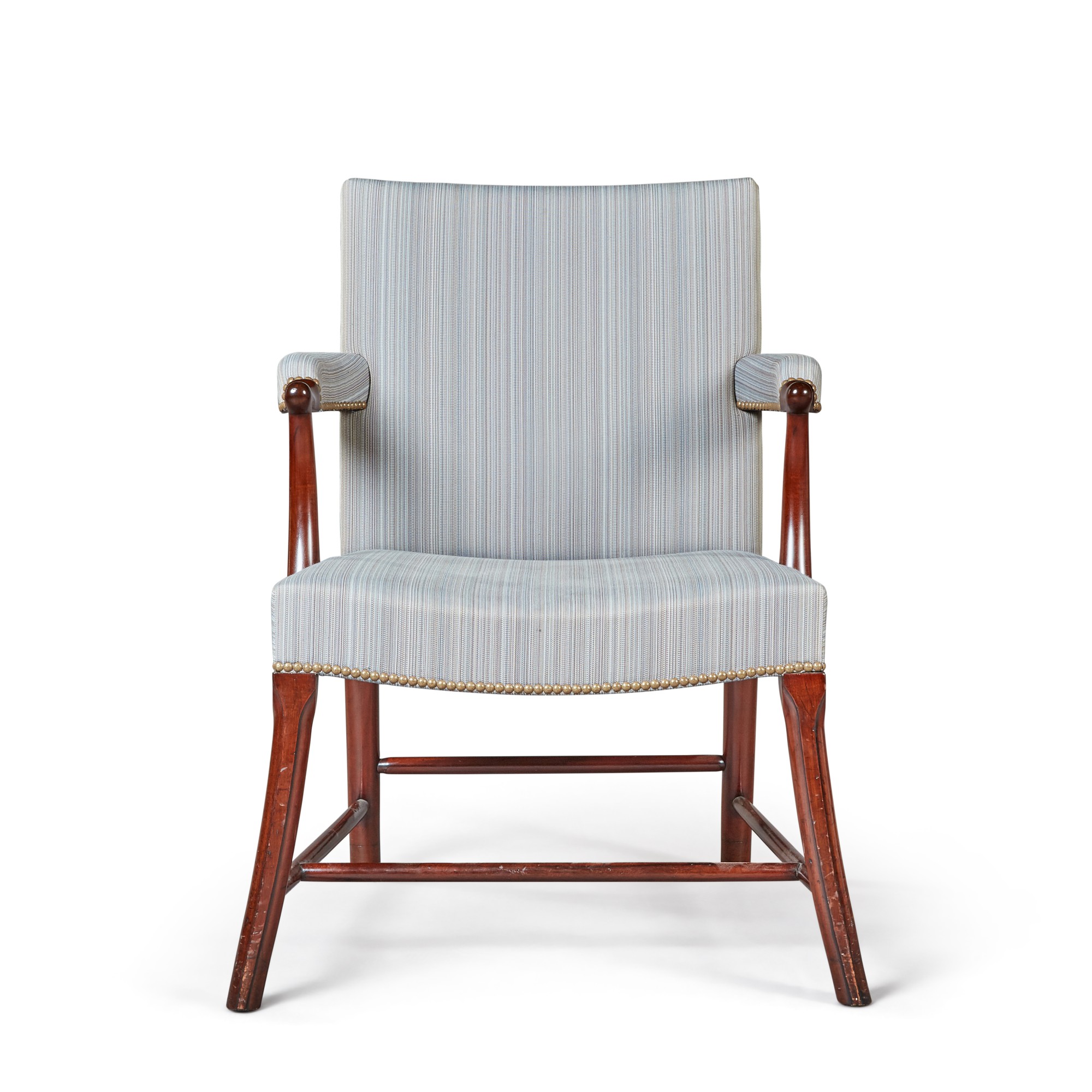 A GEORGE III STYLE MAHOGANY 'COCKPEN' OPEN ARMCHAIR, LATE 19TH/EARLY ...