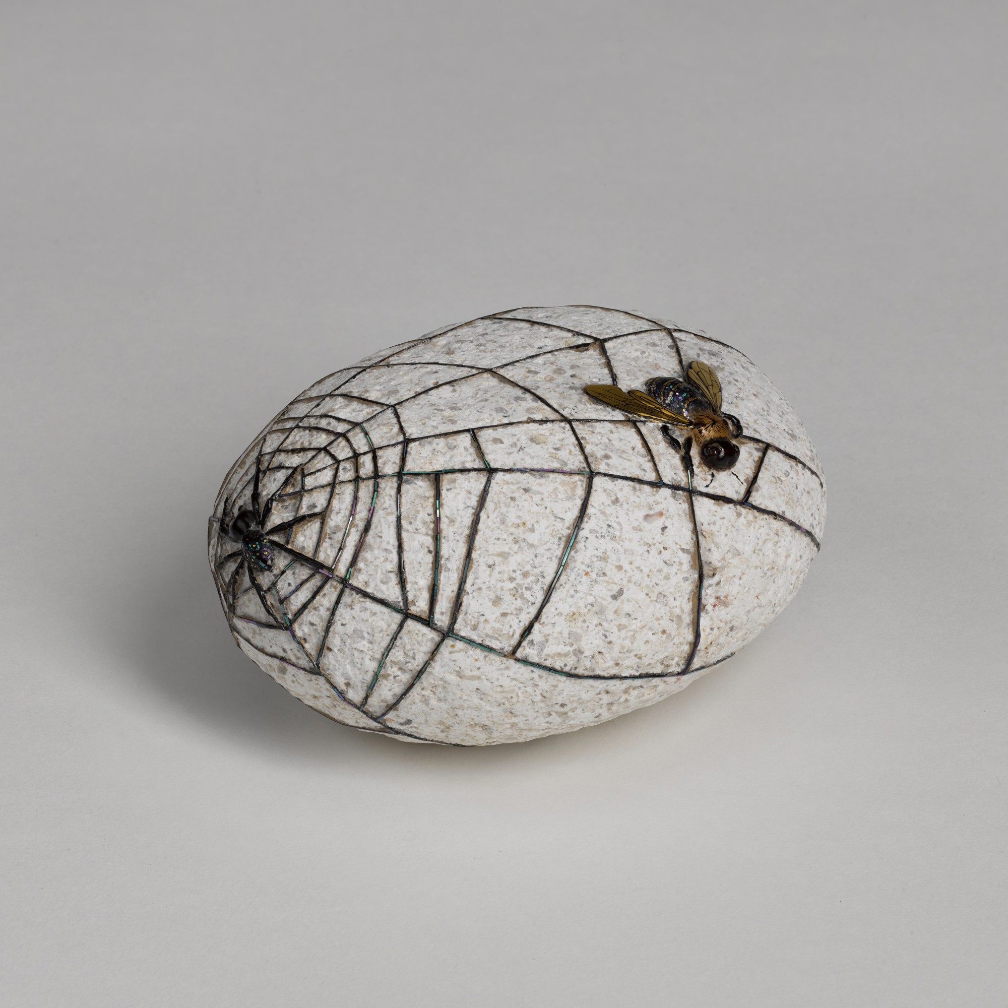 Saratani Tomizo (b. 1949) | A lacquered stone sculpture | Showa period ...