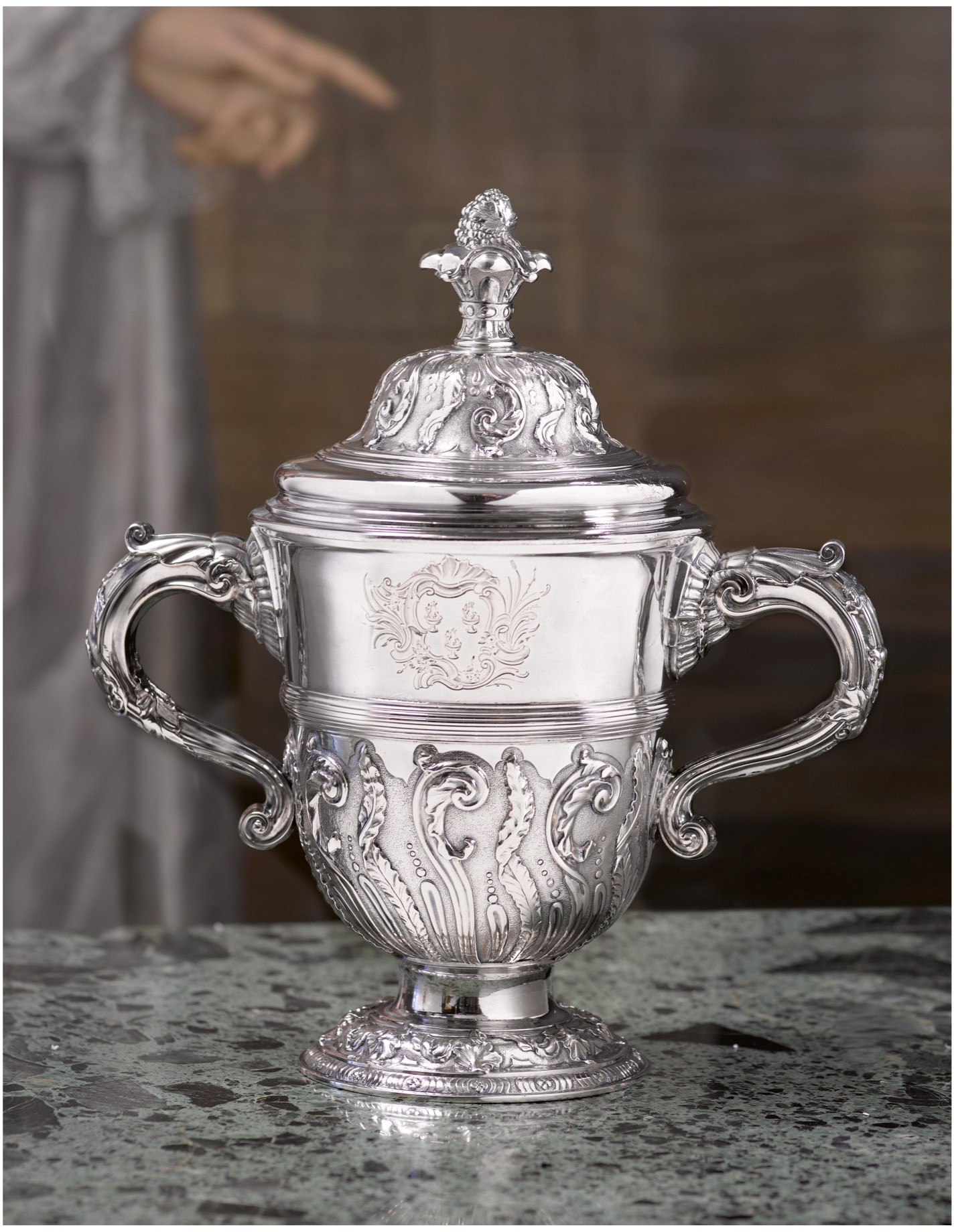 A GEORGE II SILVER CUP AND COVER, PAUL DE LAMERIE, LONDON, 1740 ...