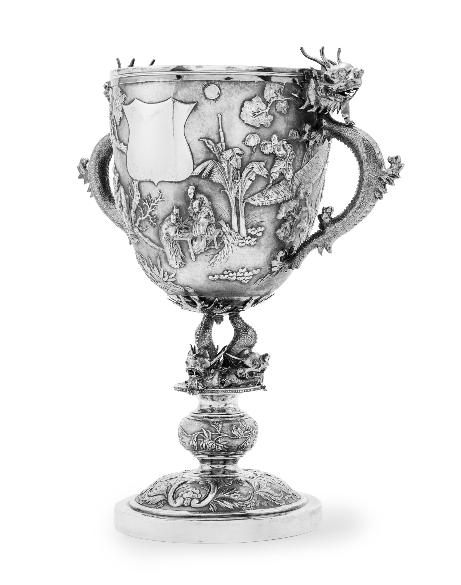 A large Chinese silver export two-handled race trophy, Luen Wo, Shangai ...
