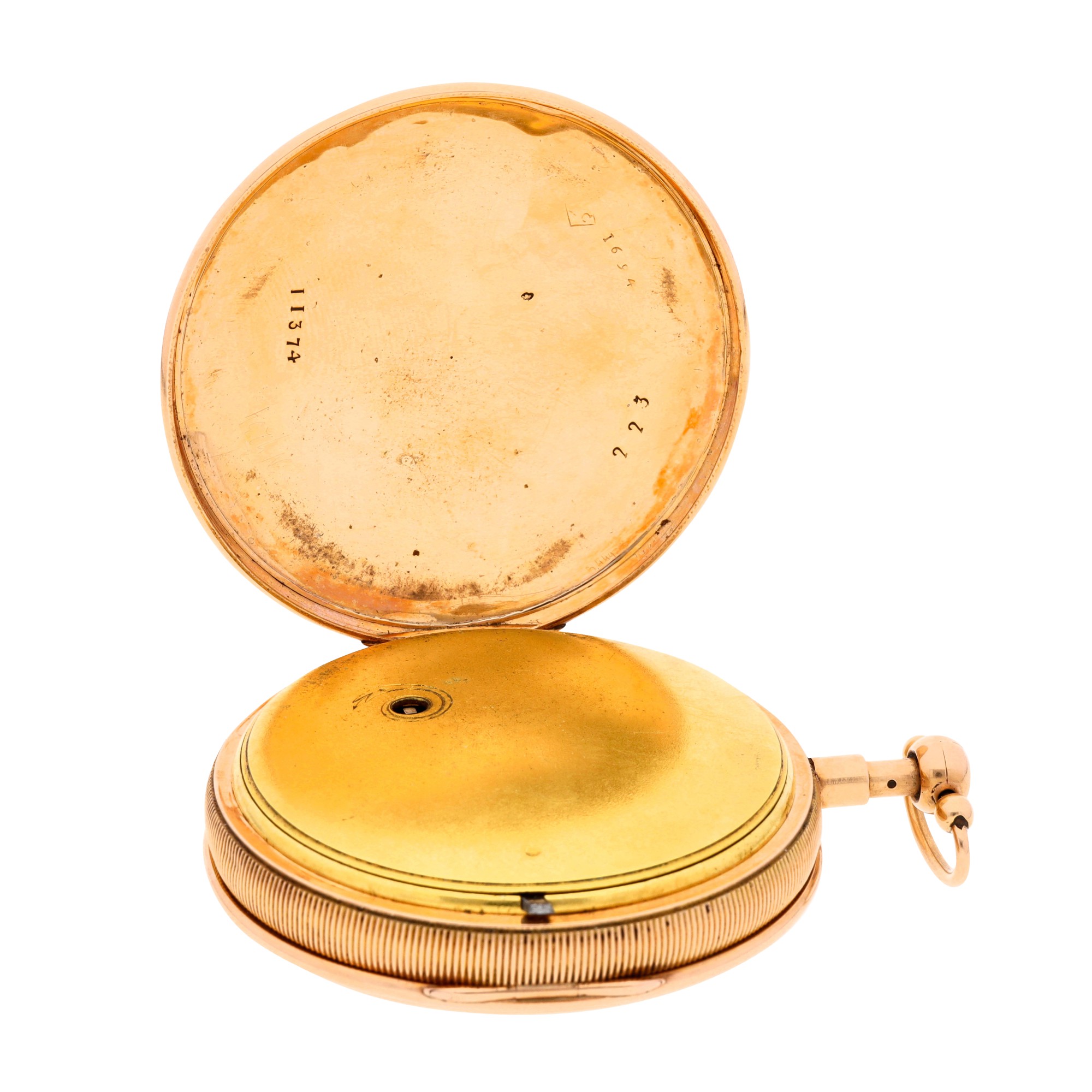 A gold quarter repeating automaton watch with three striking ...