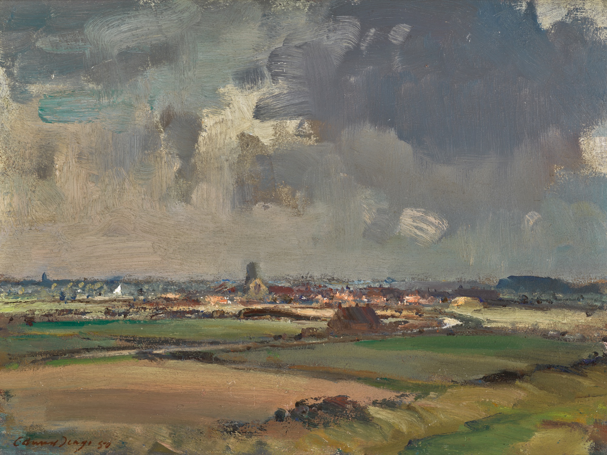 EDWARD SEAGO, R.W.S. | NORFOLK LANDSCAPE | Victorian, Pre-Raphaelite ...