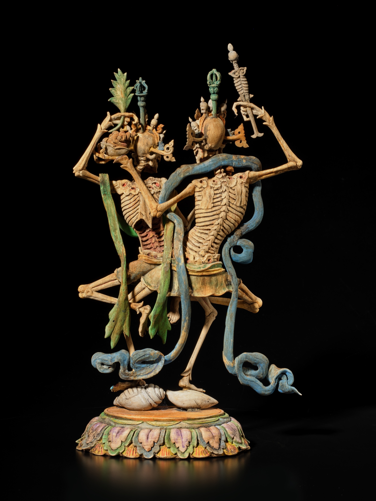 A polychrome wood figure of Chitipati, Mongolia, 18th century or later ...