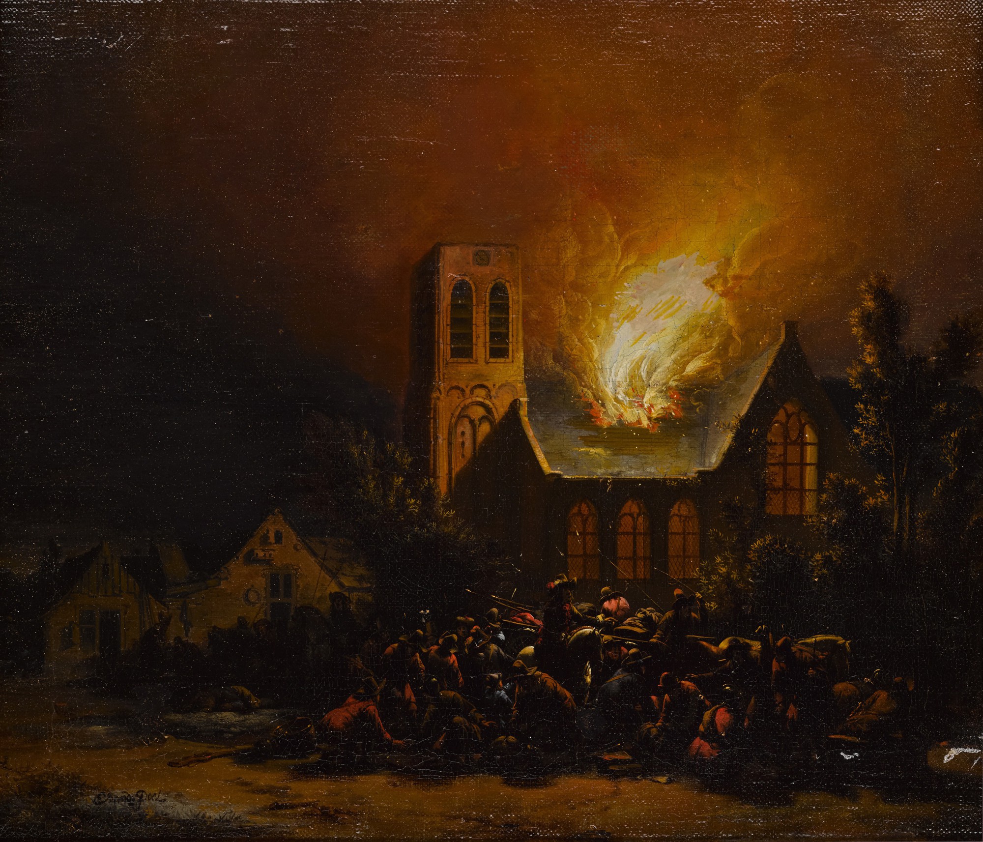 Nocturnal village fire scenes, a pair | Master Paintings Part II | 2022 ...