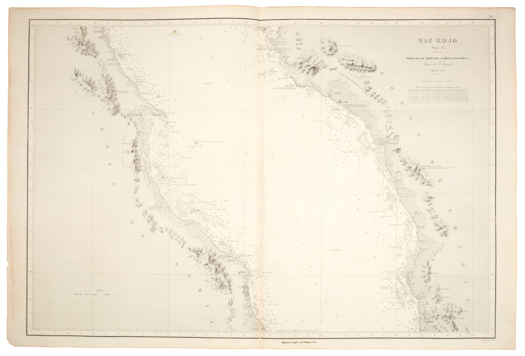 Red Sea | 4-sheet chart of the Red Sea, 1869 | Travel, Atlases, Maps ...