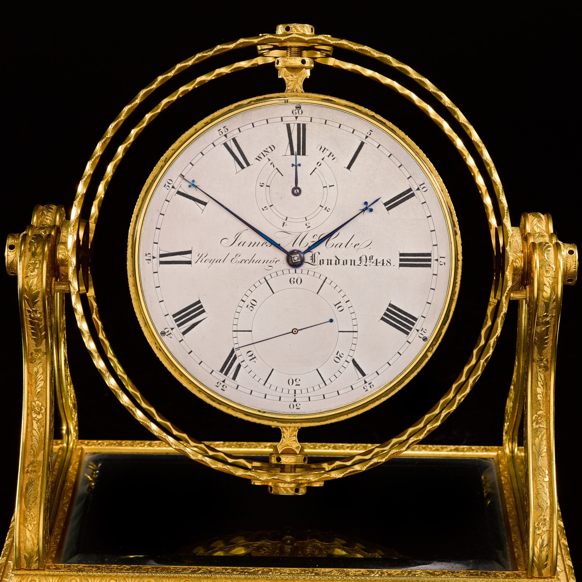 James McCabe No.448. An engraved gilt-brass eight-day desk chronometer ...