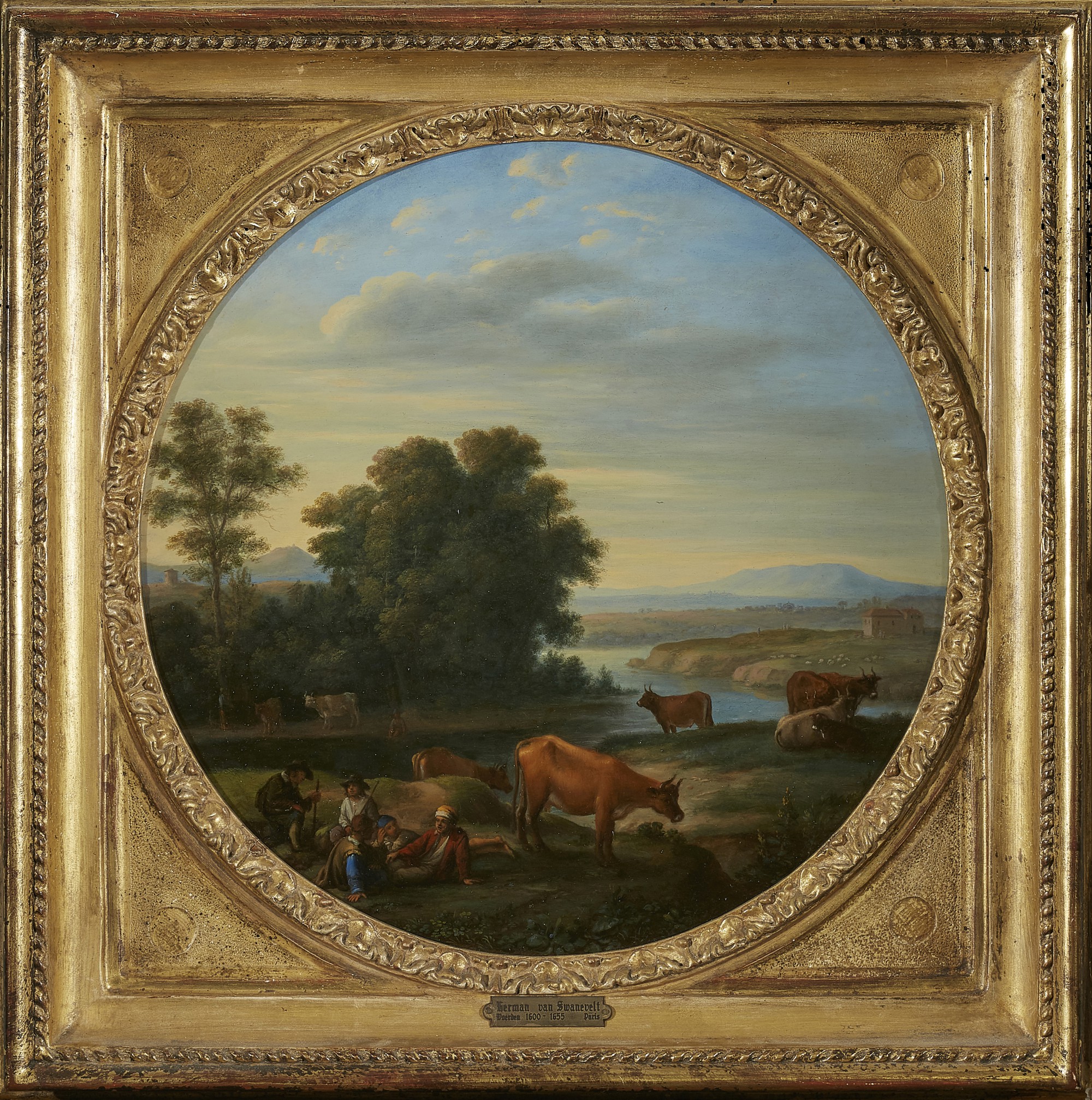 HERMAN VAN SWANEVELT | ITALIAN RIVER LANDSCAPE WITH HERDERS AND THEIR ...