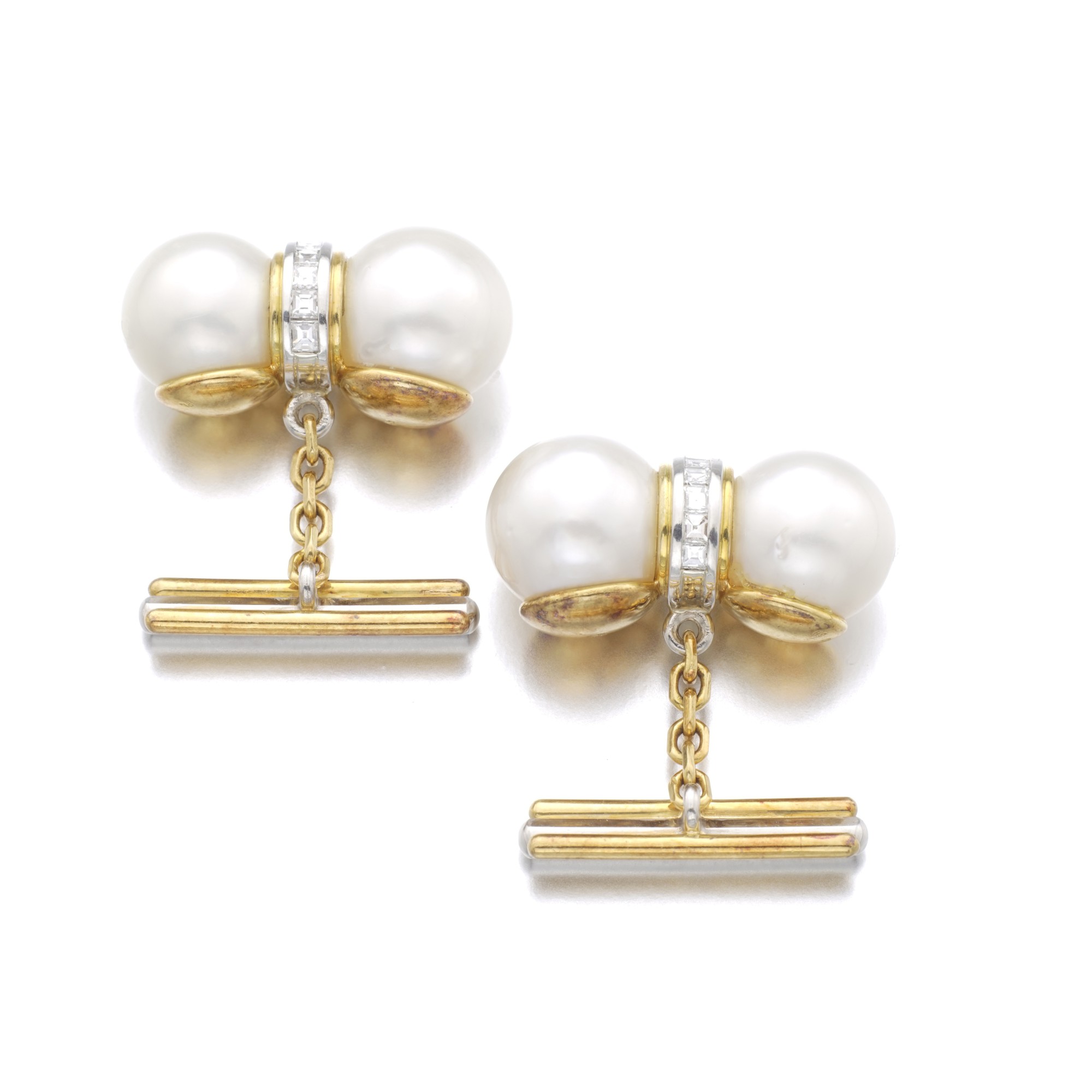 Pair of cultured pearl and diamond cufflinks | Fine Jewels | 2021 ...