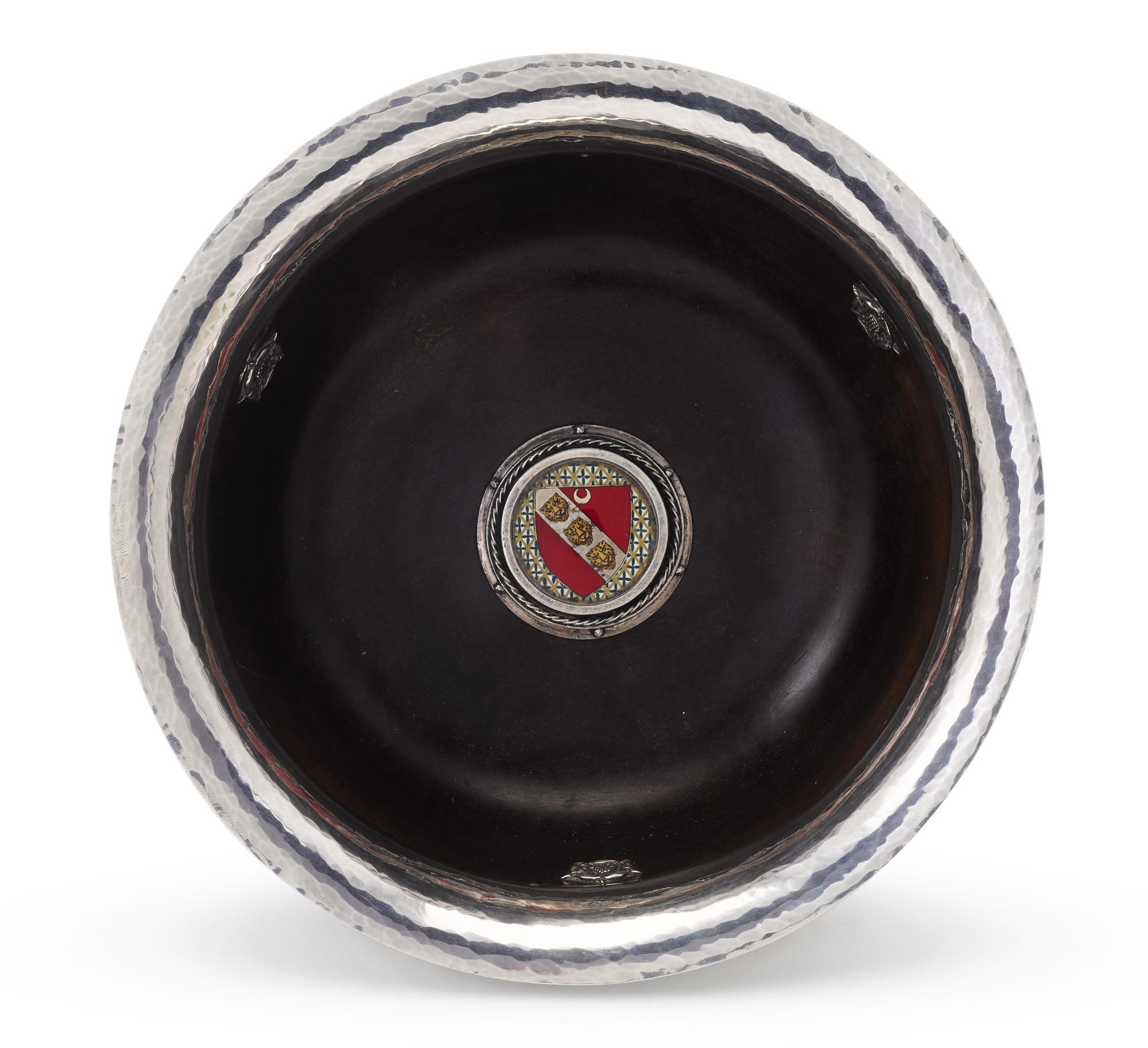 A George V silver-mounted and enamel mazer bowl, Omar Ramsden, London ...