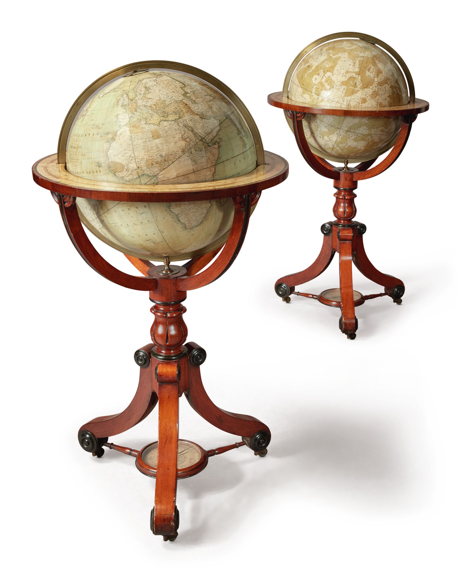 A Pair of Early Victorian Eighteen-Inch Terrestrial and Celestial ...