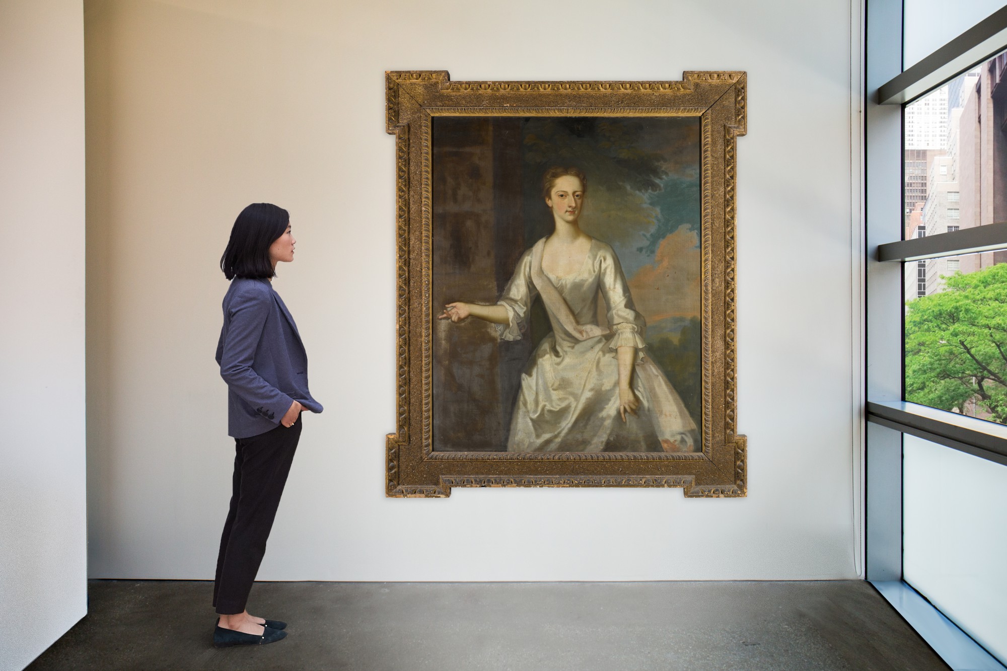 ENOCH SEEMAN | PORTRAIT OF MISS JONES, THREE-QUARTER-LENGTH, IN A WHITE ...