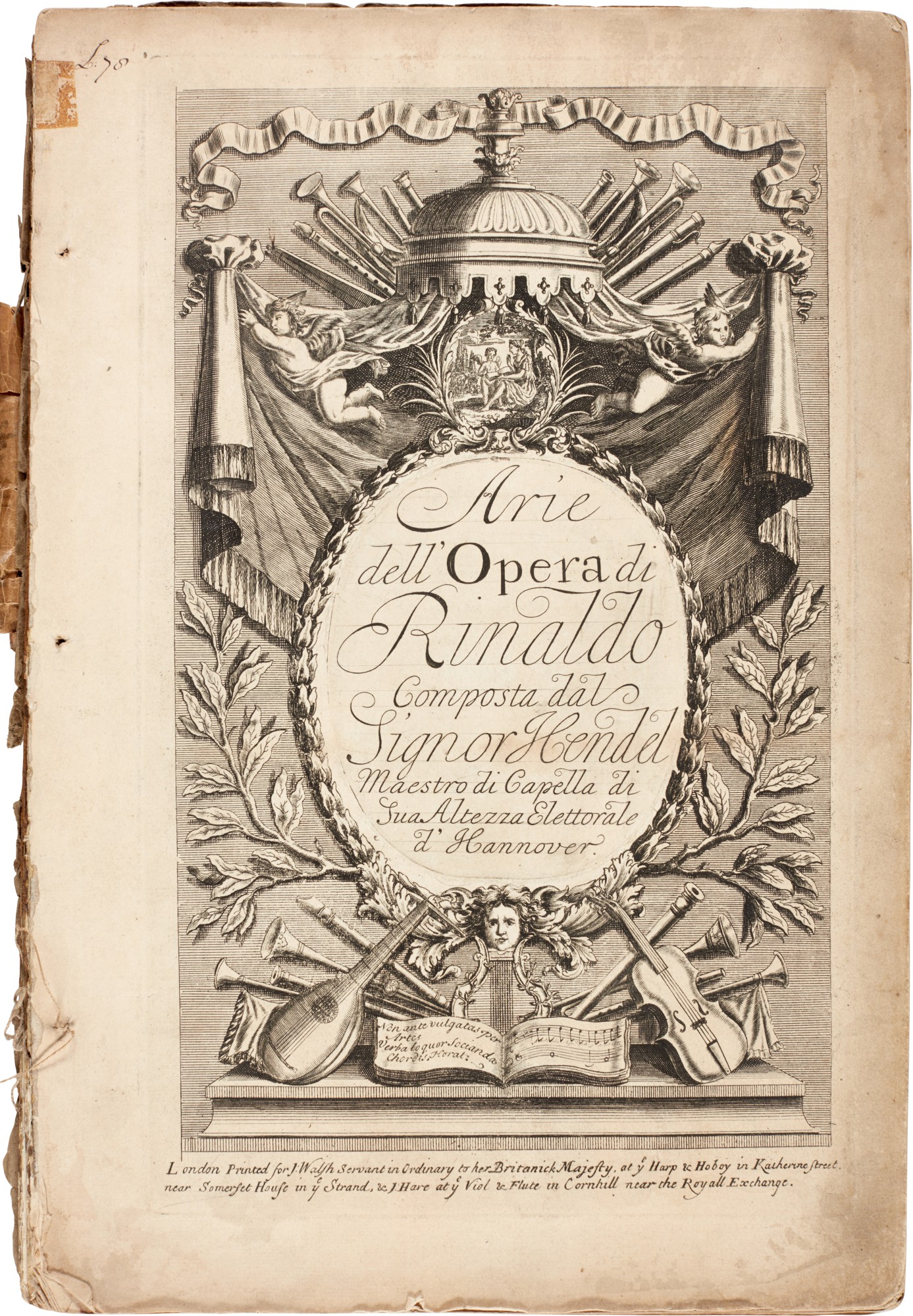 G.F. Handel. Early edition of the score of "Rinaldo", Smith no.3, 1711 ...