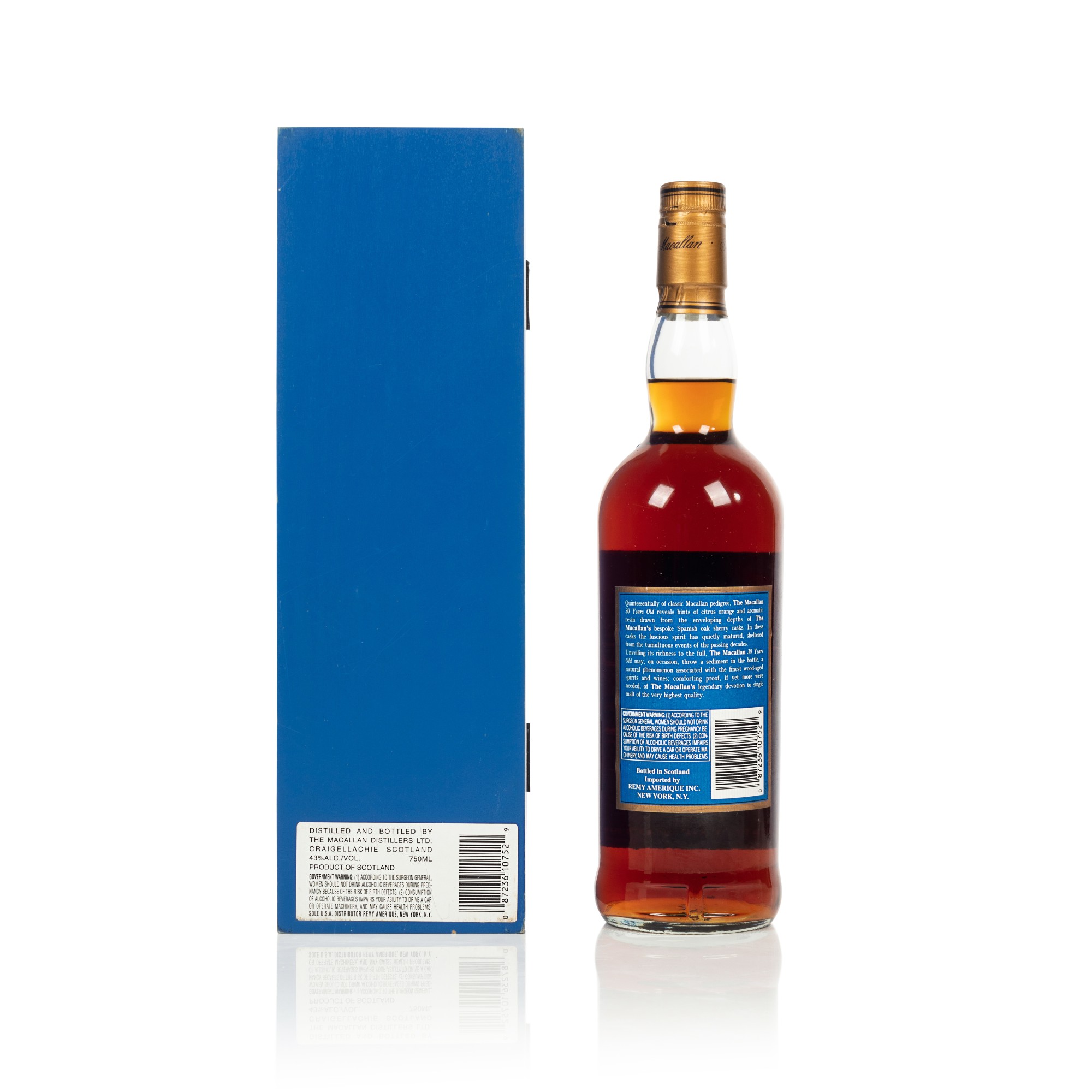 The Macallan 30 Year Old Sherry Oak Blue Box 43.0 abv NV (1 BT75 ...
