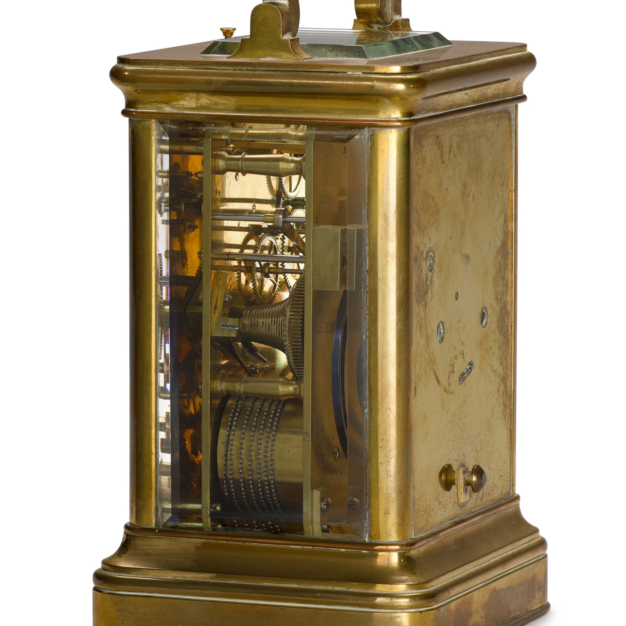 A Victorian brass repeating carriage clock, Thomson & Profaze, London ...