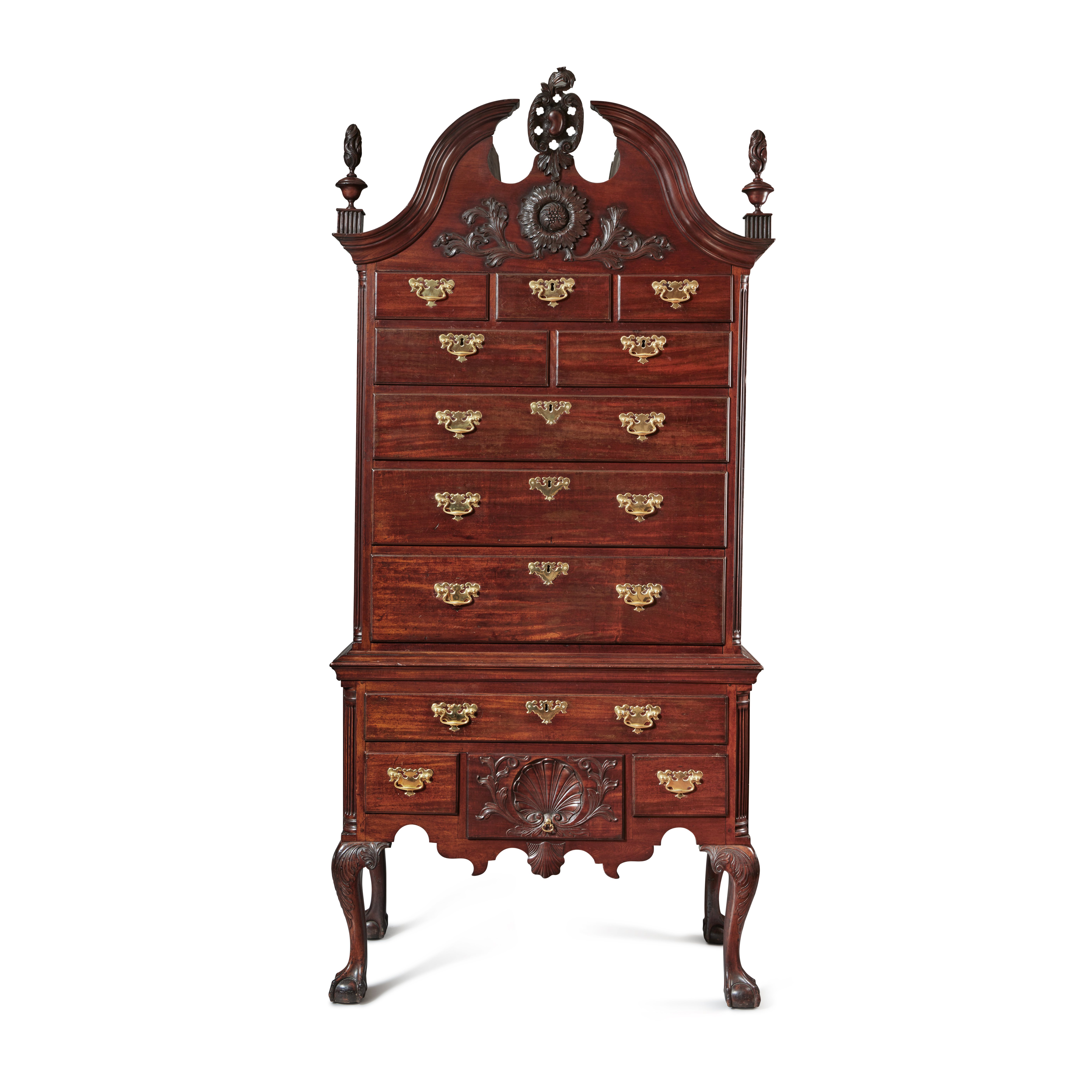 The Palmer-Franklin Chippendale Mahogany Bonnet-Top High Chest of ...