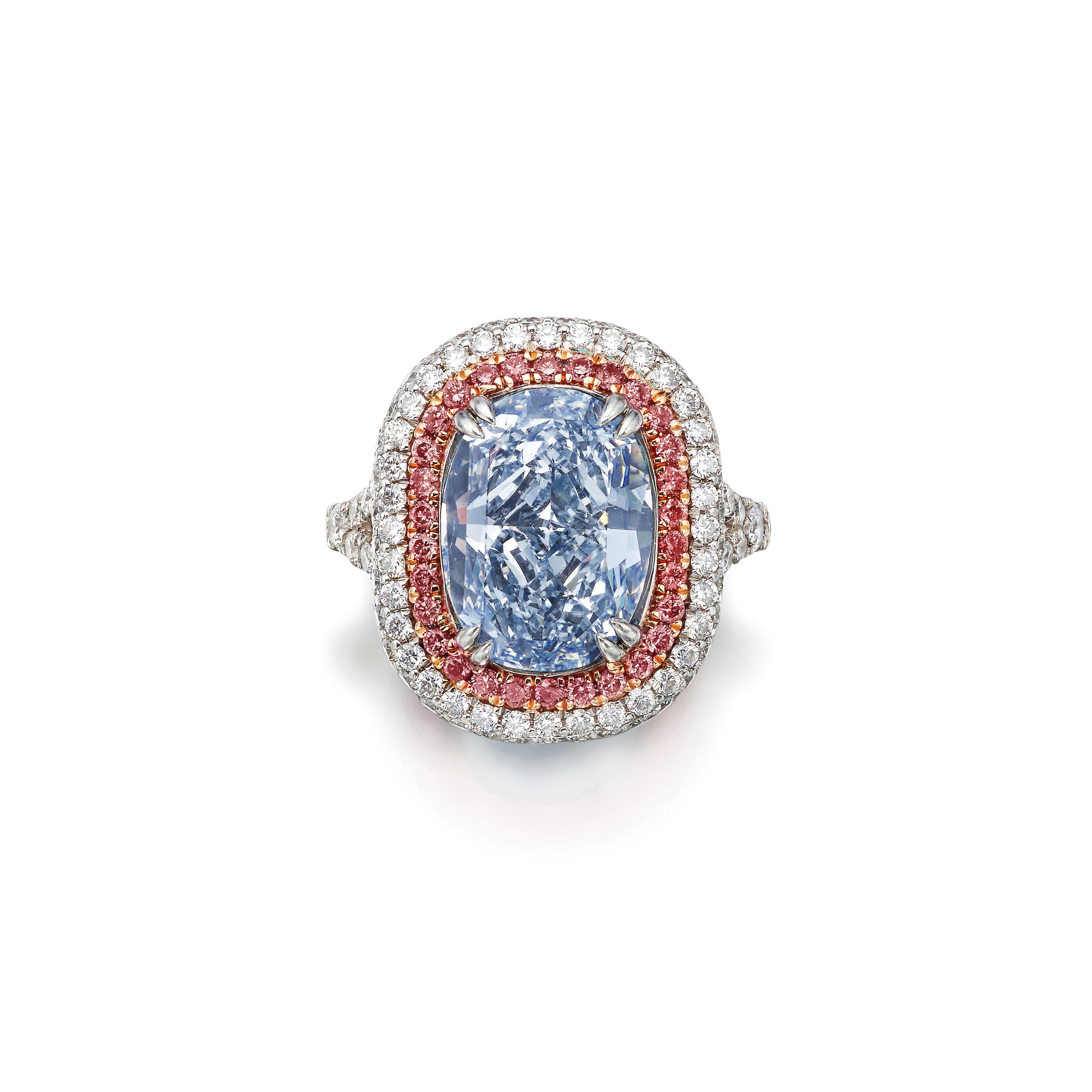 Fancy Blue Diamond, Colored Diamond and Diamond Ring 彩藍色鑽石配彩色鑽石及鑽石戒指 ...