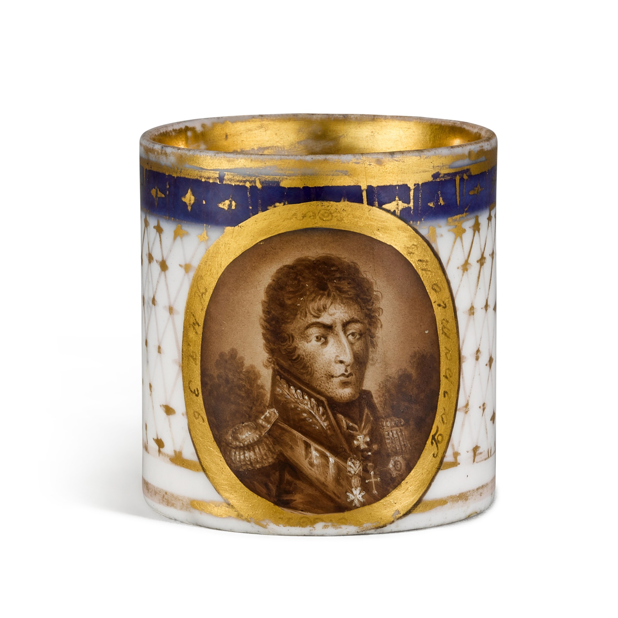 A porcelain cup depicting Prince Bagration, Imperial Porcelain Factory ...