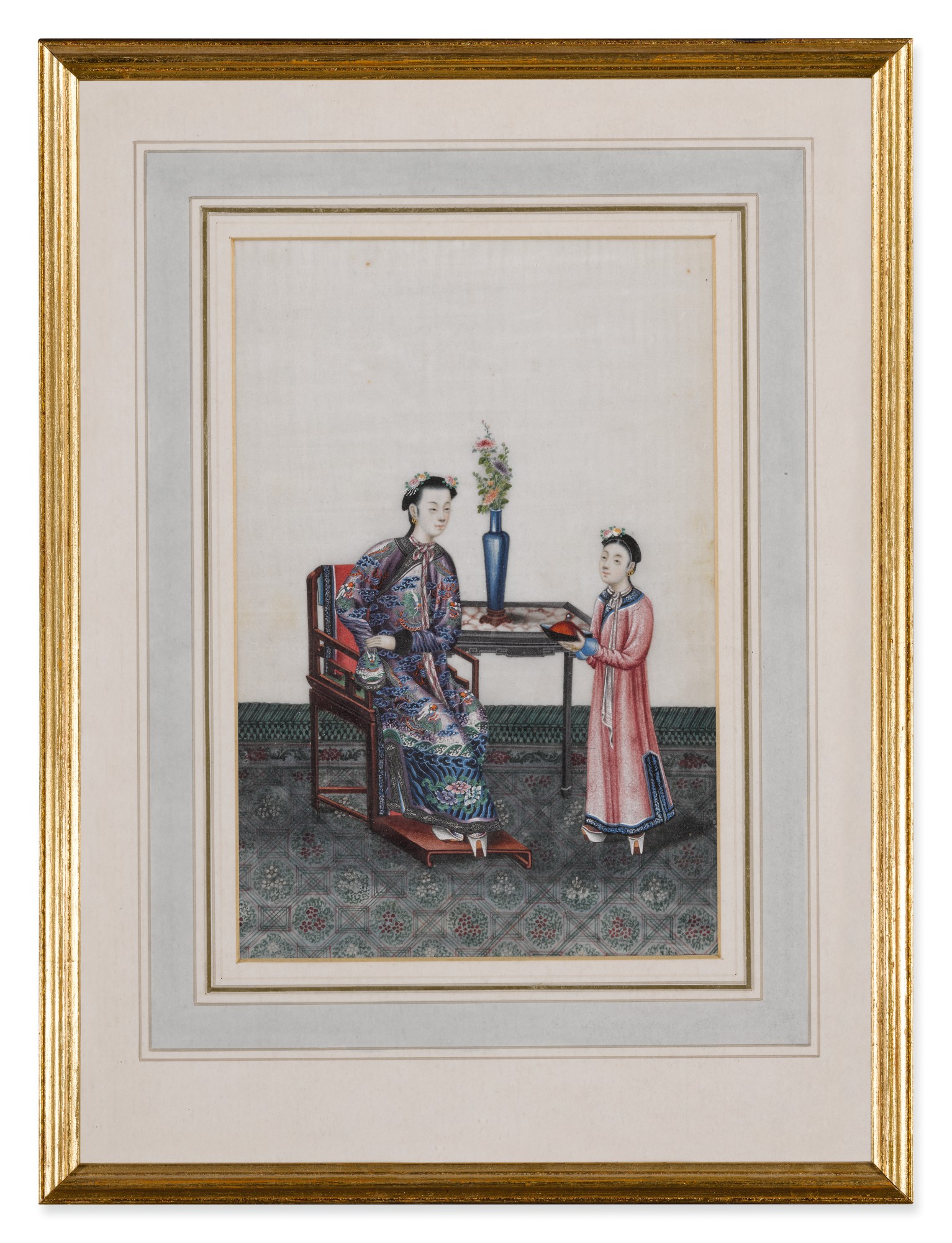 A Group of Six Chinese Export Paintings, Qing Dynasty, 19th Century ...