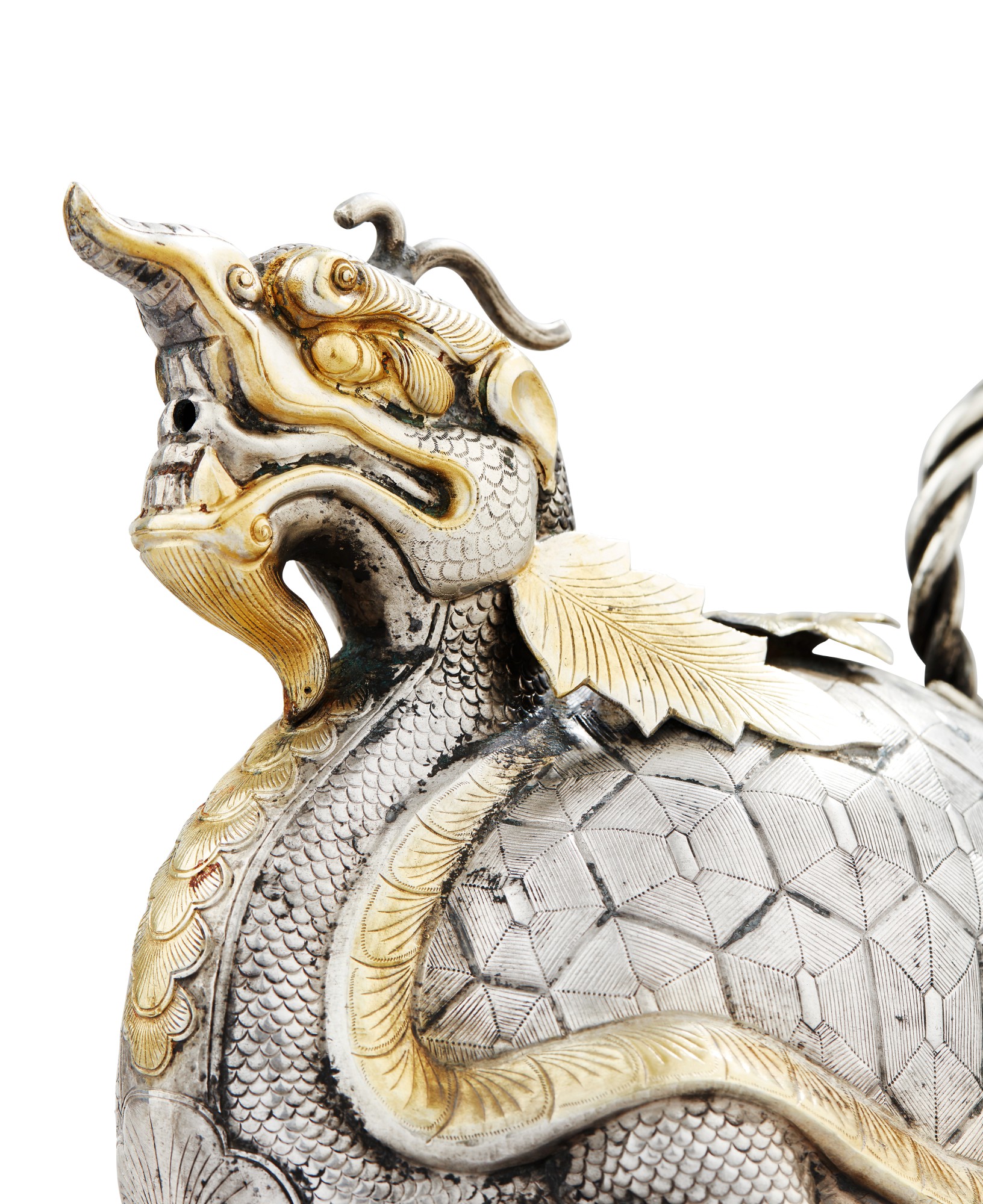 A PARCEL-GILT DRAGON-SHAPED SILVER KENDI, CHINA, 19TH CENTURY | KENDI ...