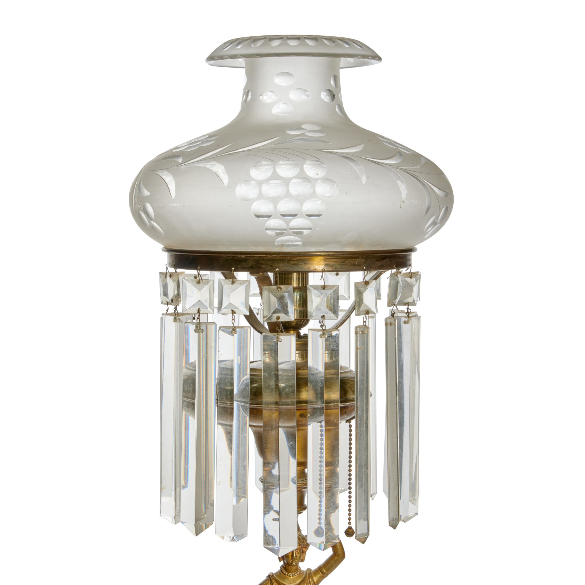A Figural Gilt-Metal Marble and Etched Glass Sinumbra Lamp, Ellis S ...
