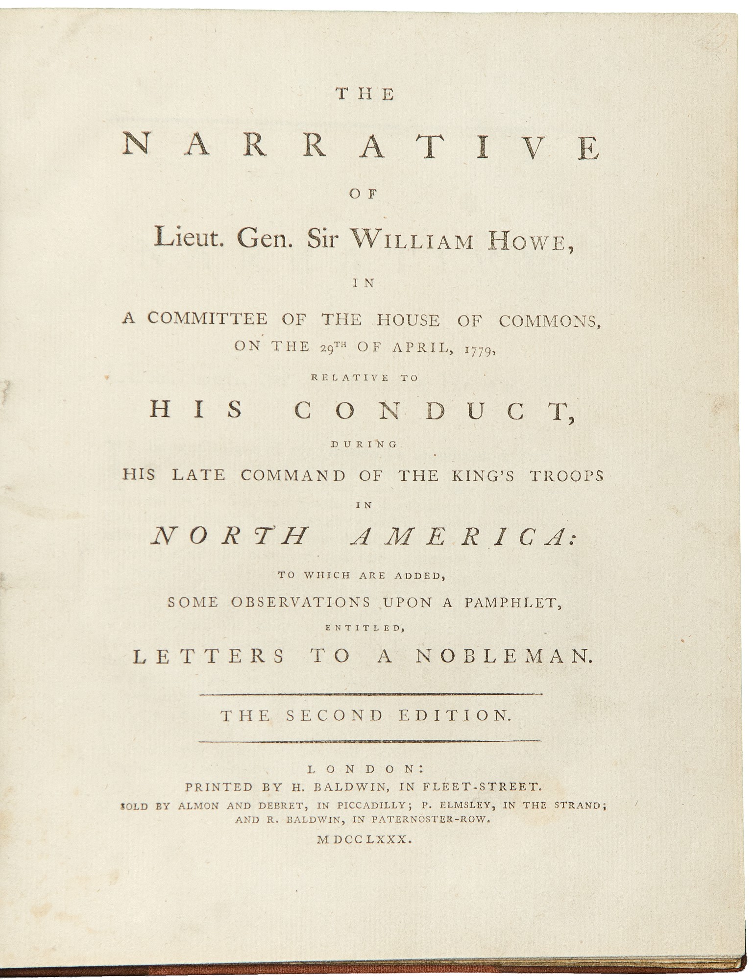 Howe, William, Sir | The British commander-in-chief's defense of his ...