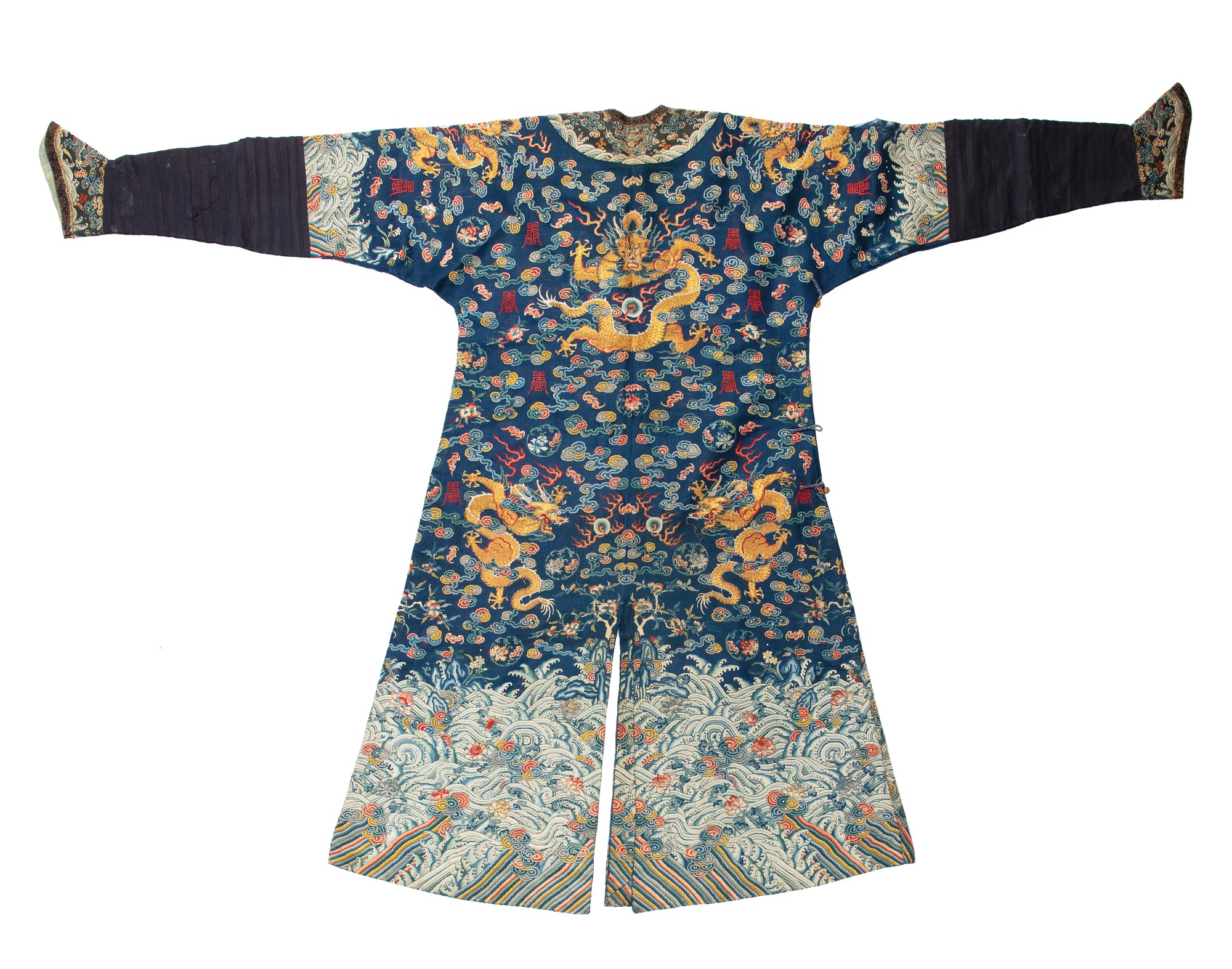 A BLUE-GROUND SUMMER GAUZE 'DRAGON' ROBE, QING DYNASTY, EARLY 19TH ...