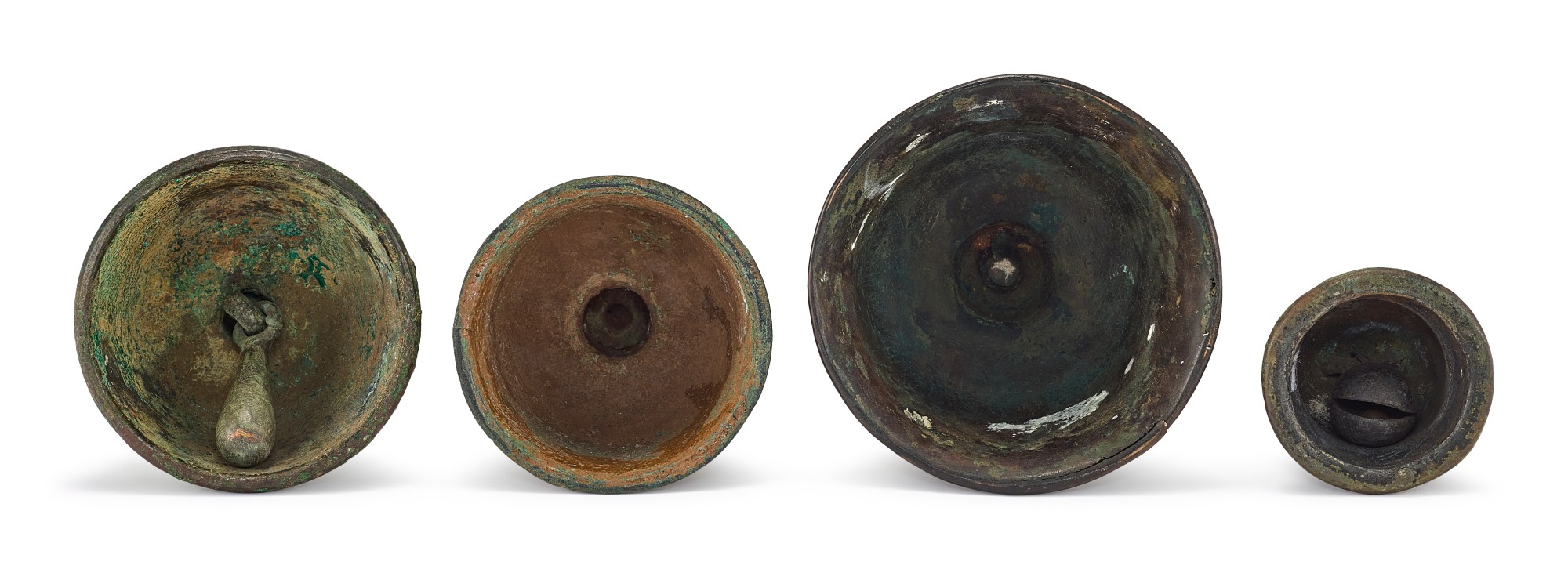 FOUR BRONZE GHANTA, TIBET, 12TH – 13TH CENTURY | 十二至十三世紀 藏傳銅金剛鈴一組四件 | A ...