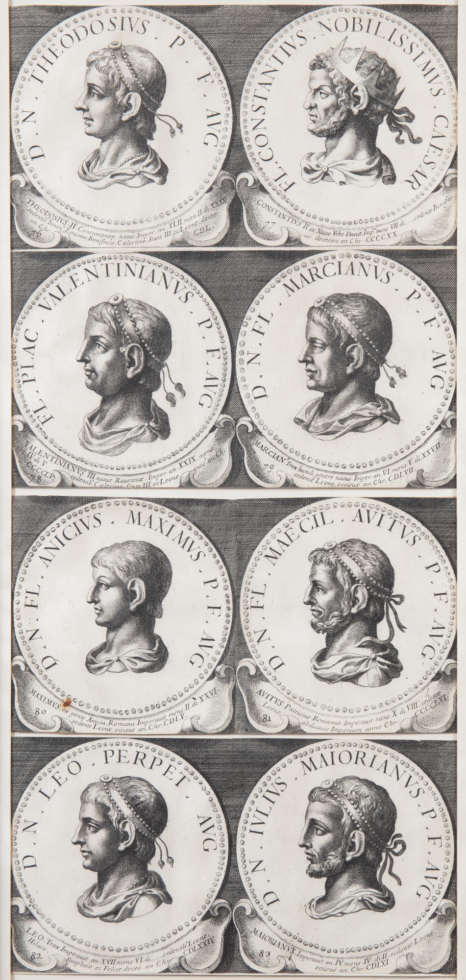 Profiles of Roman emperors. 96 engraving. 1753. | Profils d'empereurs ...
