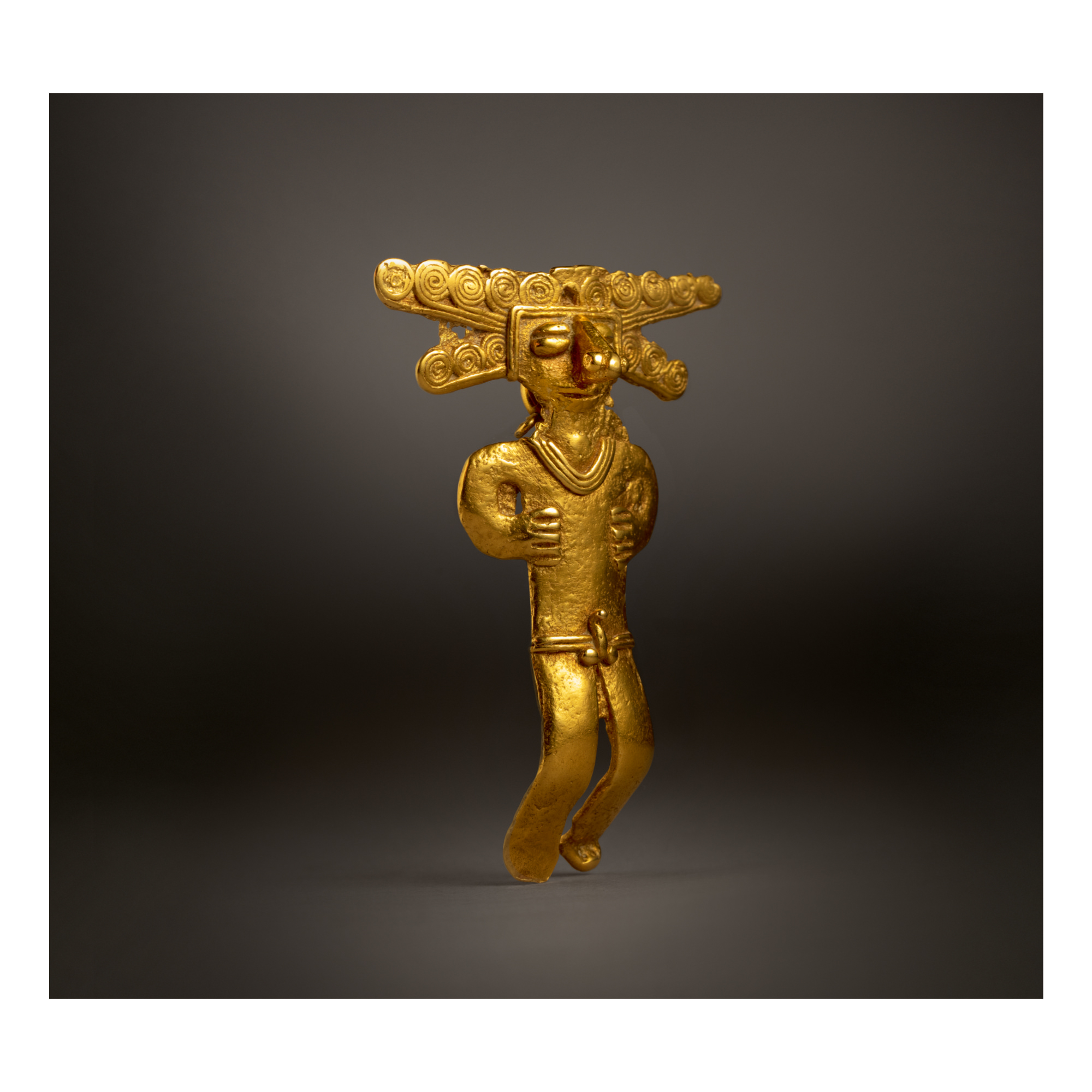 COLOMBIAN GOLD FIGURAL PENDANT, TOLIMA OR QUIMBAYA REGION CIRCA AD 500 ...