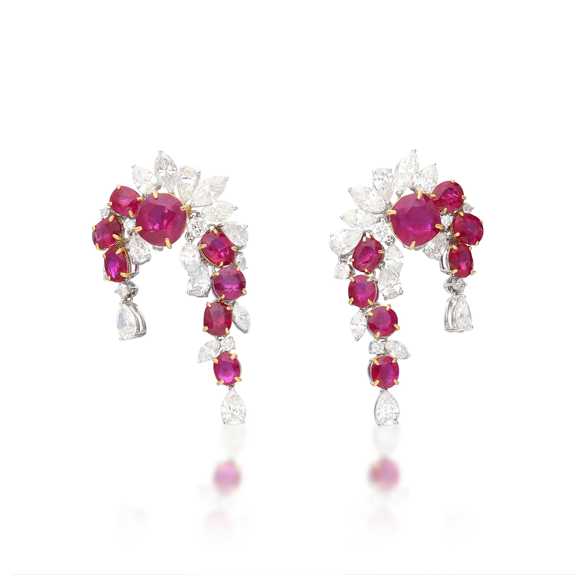 Gold, Ruby And Diamond Drop Earrings Available For Immediate Sale At ...