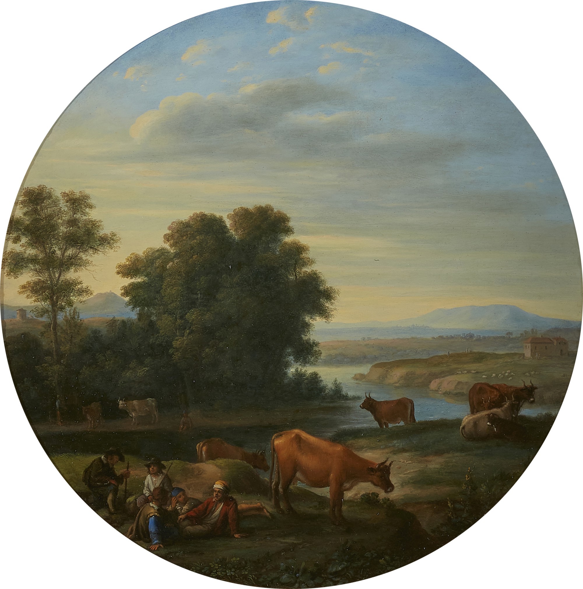 HERMAN VAN SWANEVELT | ITALIAN RIVER LANDSCAPE WITH HERDERS AND THEIR ...