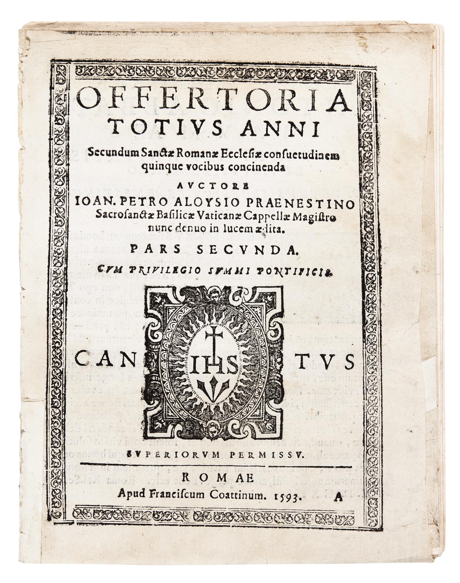 G. Palestrina. Offertoria totius anni...quinque vocibus concinenda ...