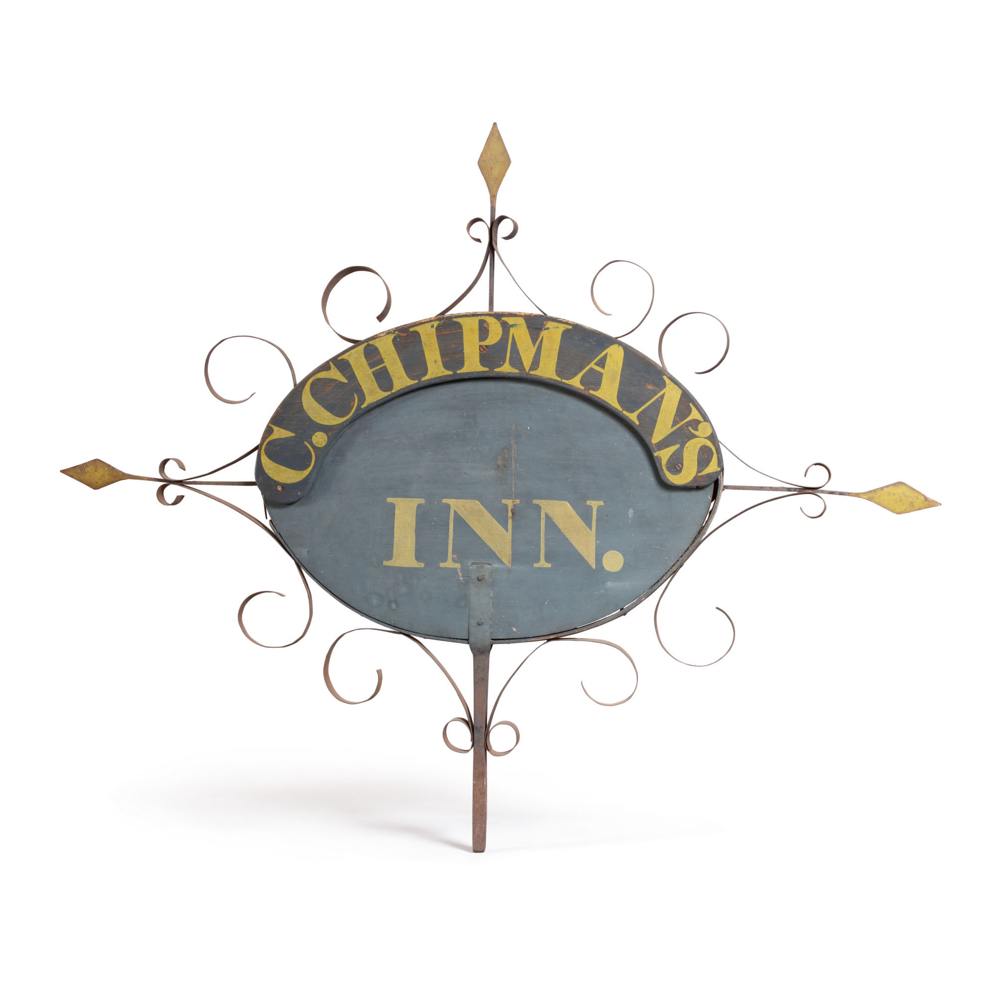 FINE PAINTED PINE AND WROUGHT IRON SIGN, NEW ENGLAND, CIRCA 1850 ...