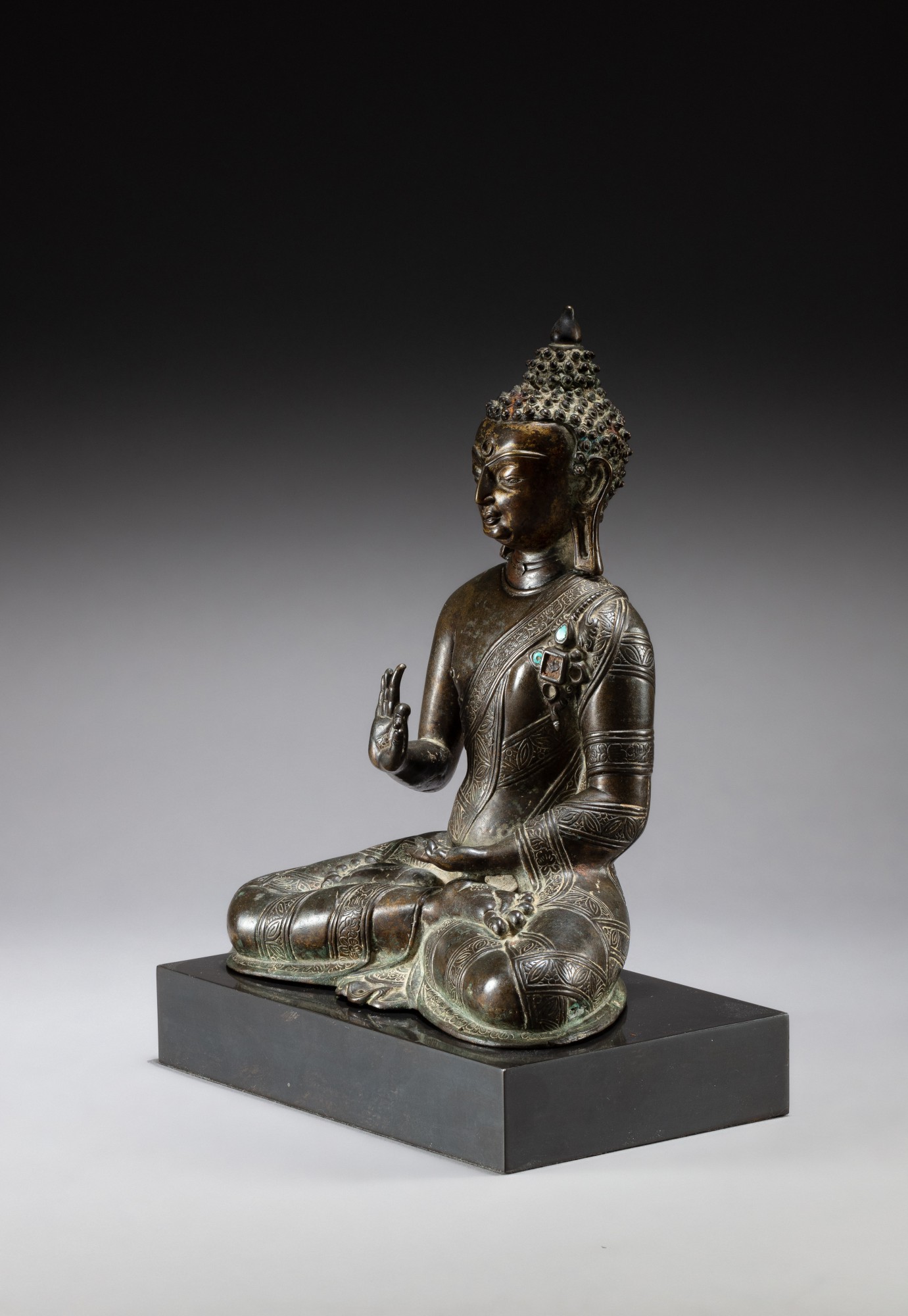 A rare large bronze figure of Shakyamuni Buddha Tibet, ca. 14th century ...
