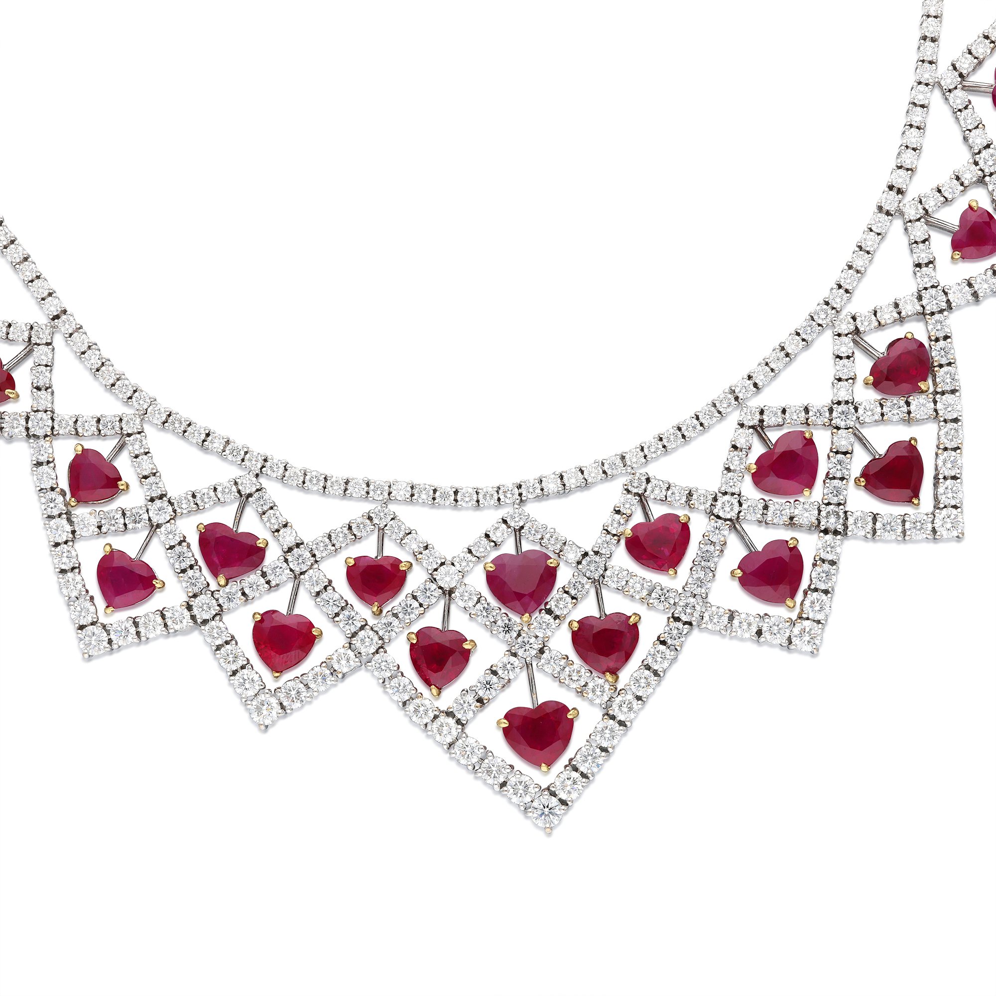 White Gold, Burmese Ruby And Diamond Collar Necklace Available For ...