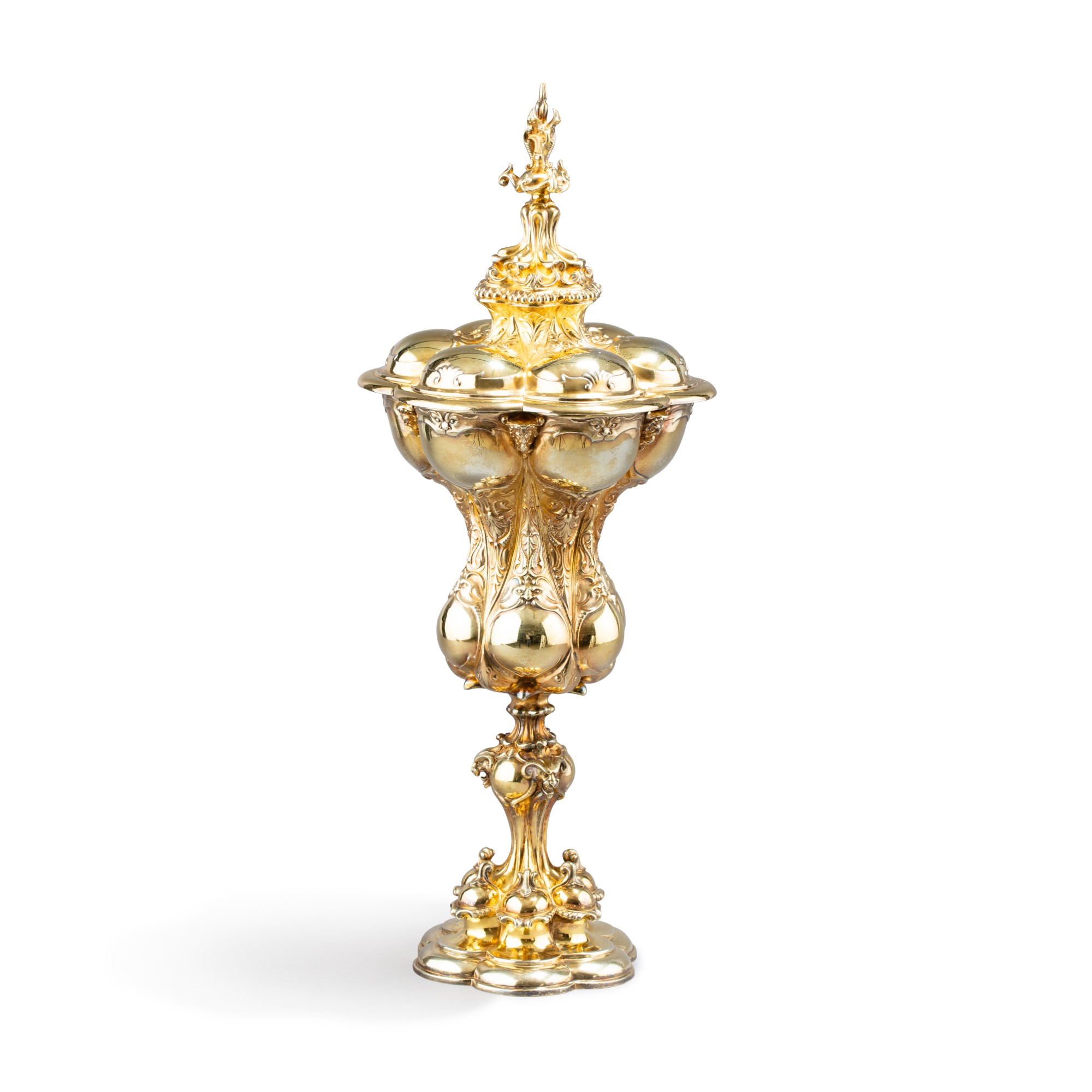 A large George VI silver-gilt cup and cover, Sebastian Garrard for R ...
